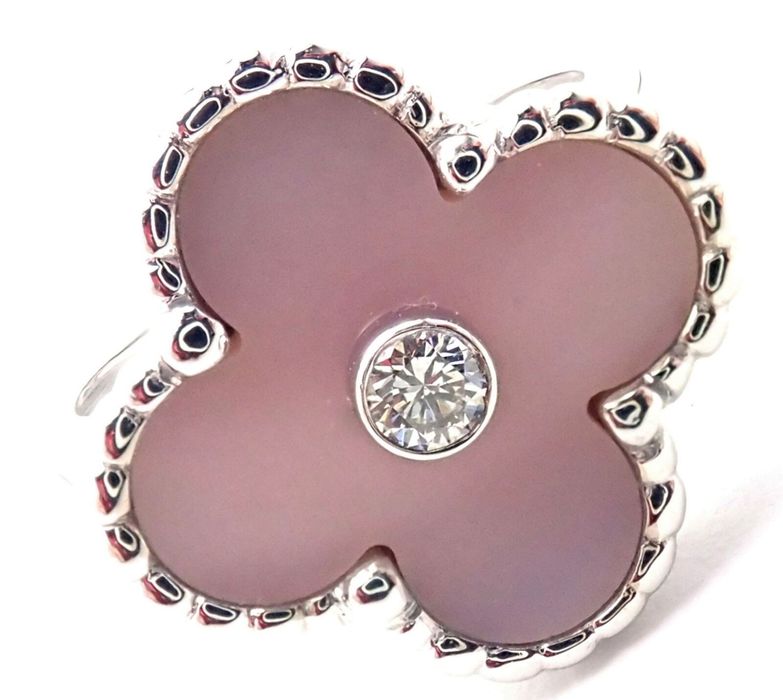Van Cleef & Arpels Van Cleef & Arpels White Gold Pink Opal Diamond Ring ...