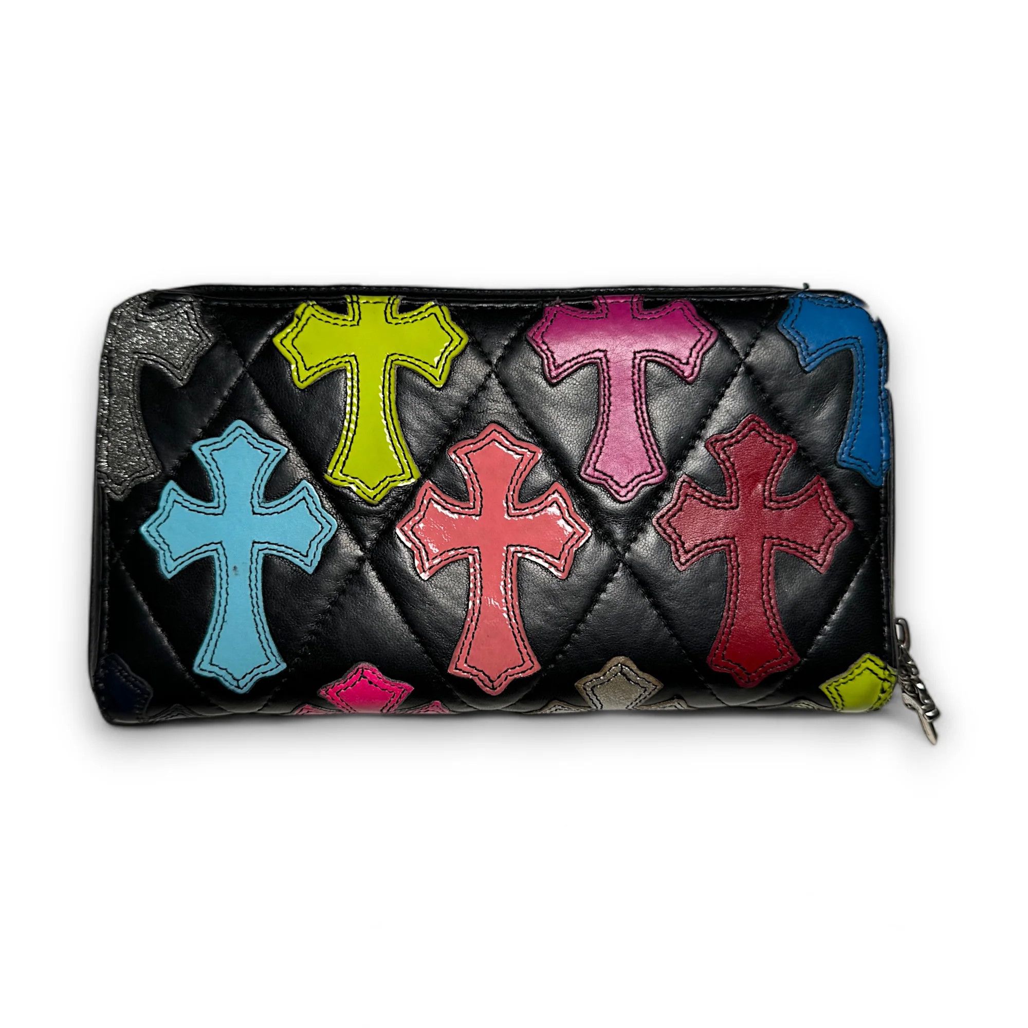 Chrome Hearts Multi Color Cross Patch Zipper Wallet Long | Grailed