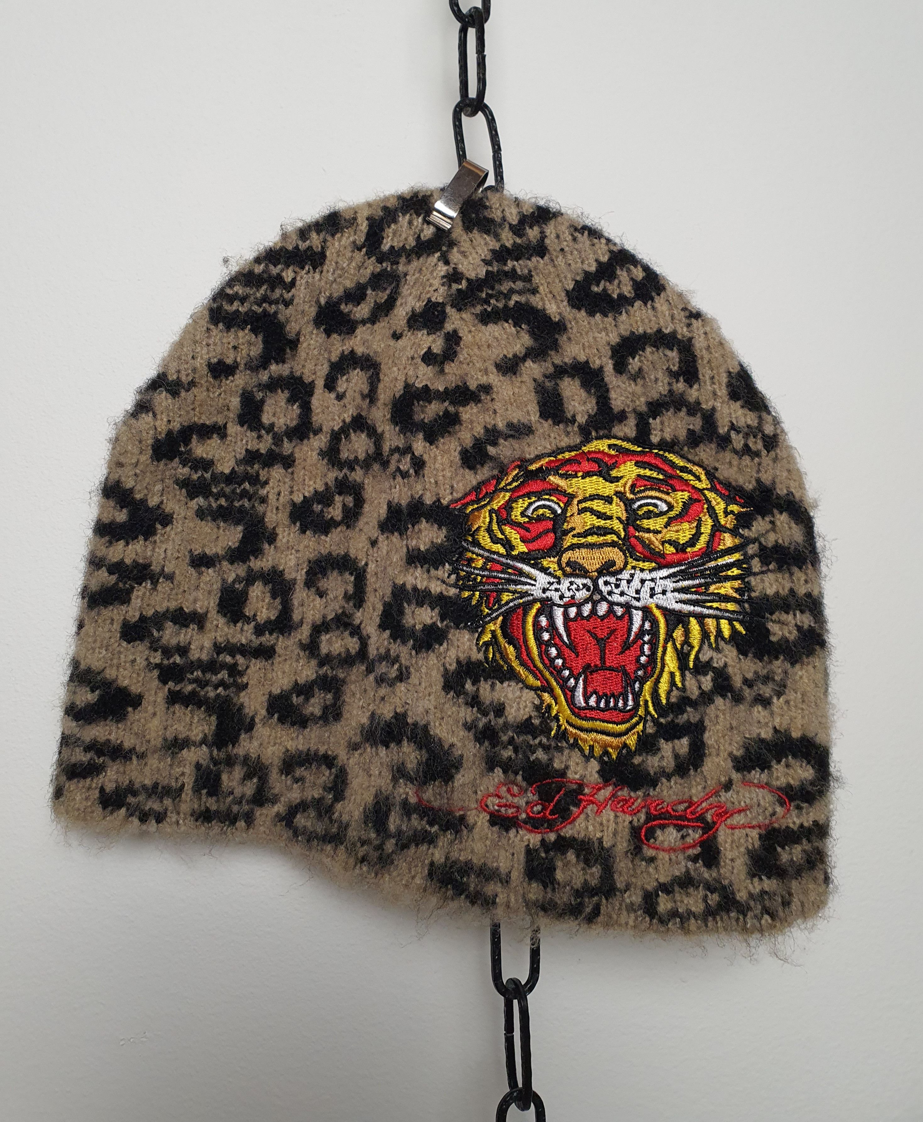 Ed Hardy × Streetwear RARE🔥Ed Hardy Tiger Embroidered Leopard Beanie ...