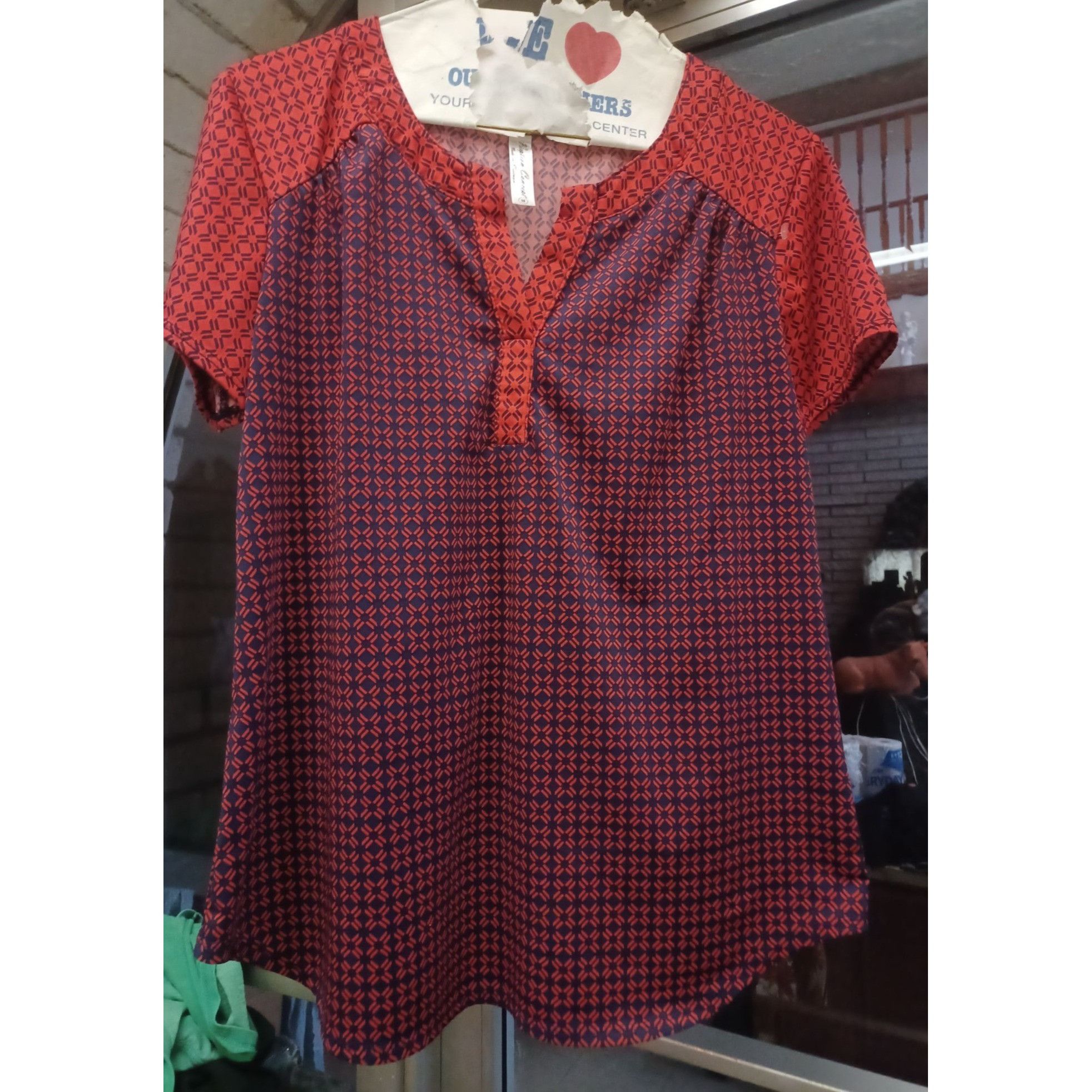 Streetwear Per Seption Concept Women's Blouse Medium Red & Black Patter ...