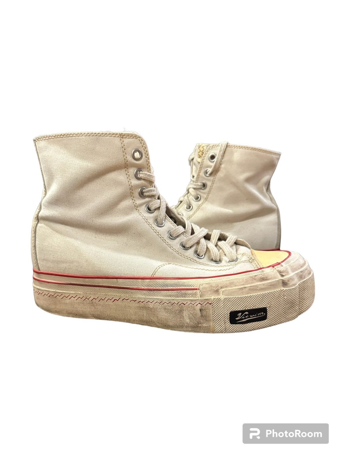 Visvim Visvim ivory Skagway G. Hi pattern sneakers | Grailed