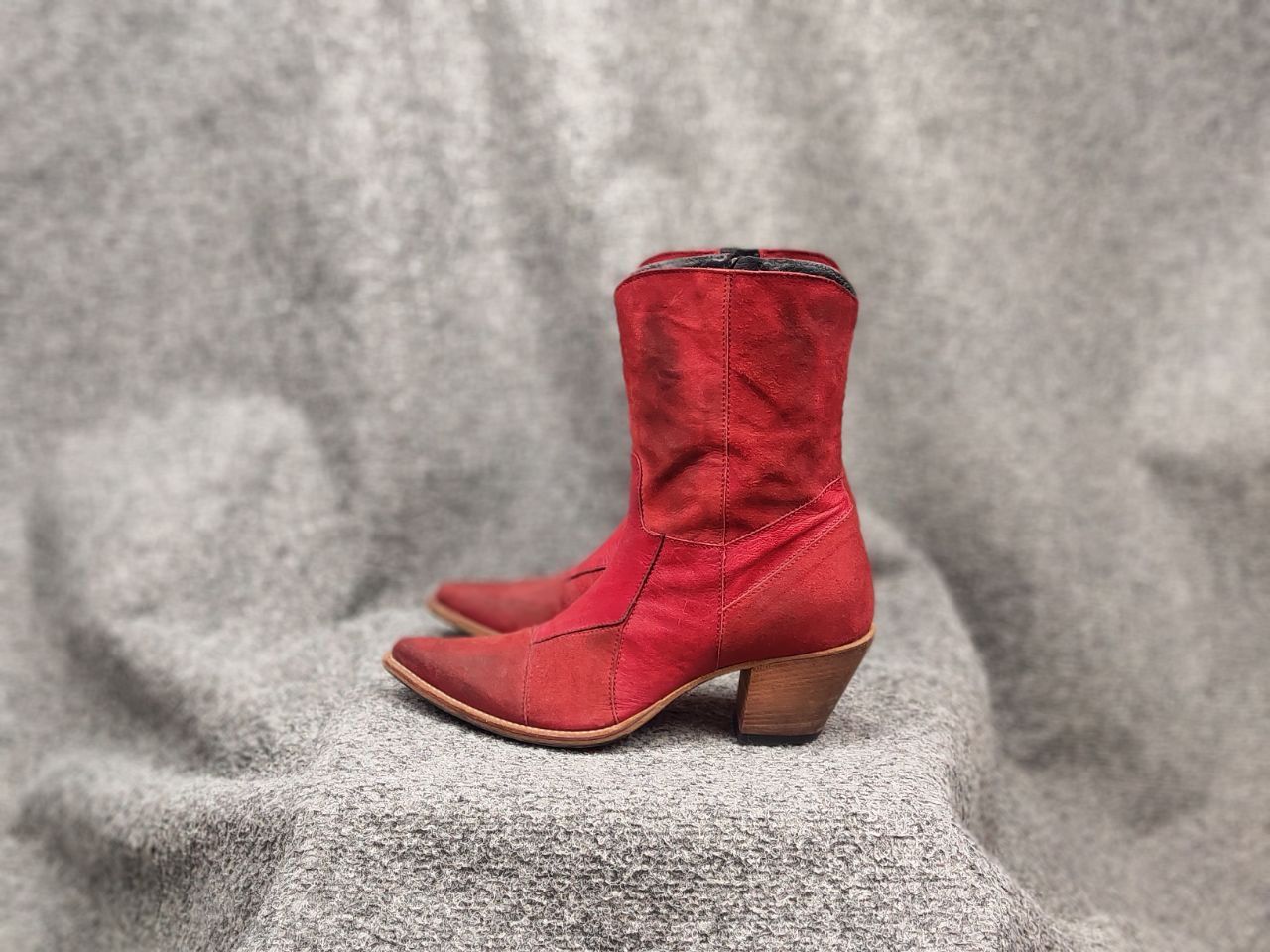 Moma Moma Design Distressed Red Leather Ankle Zip sharp toe Boots | Grailed