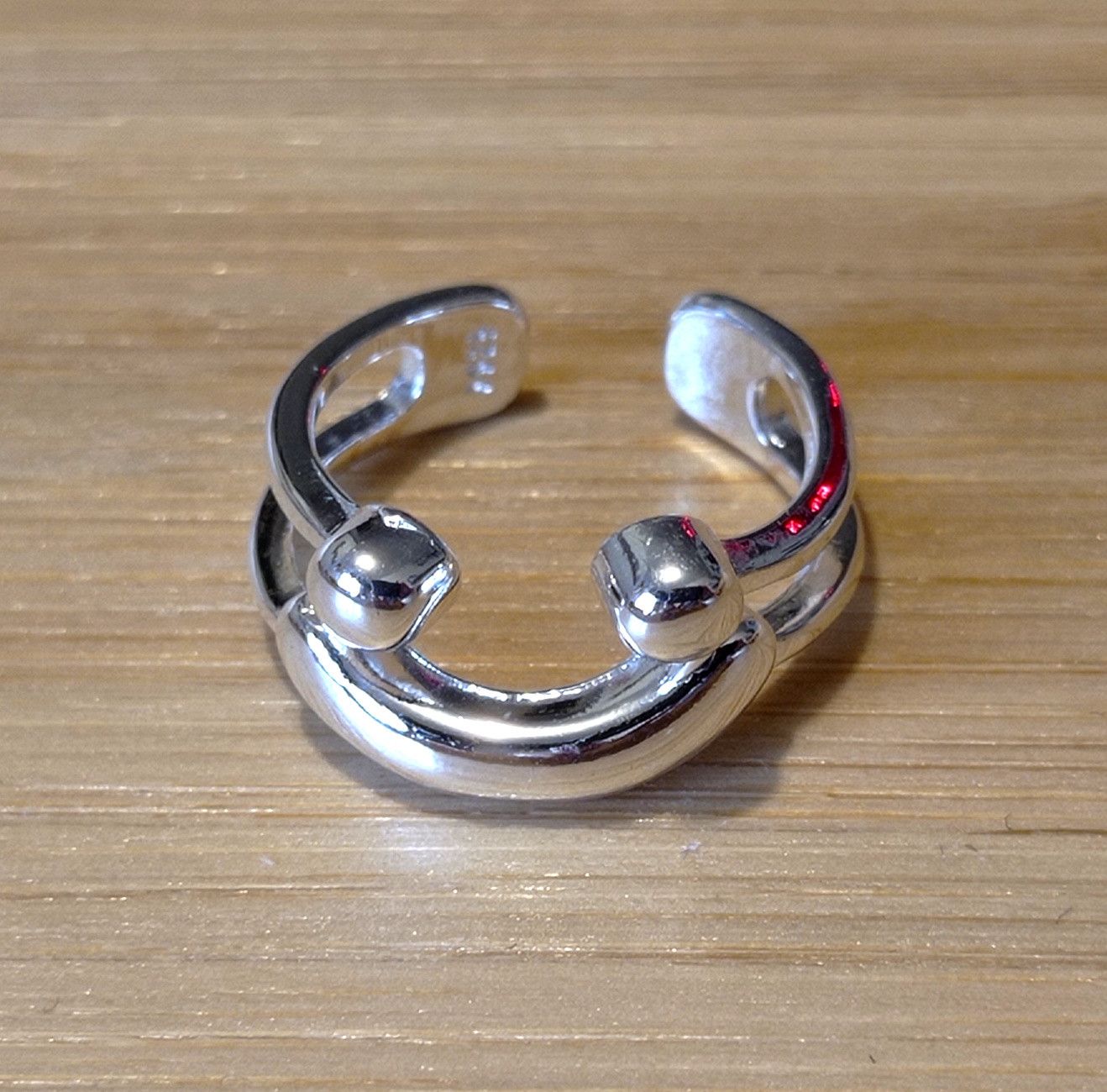 Designer × Vintage Vintage Smile Stripe Punk Shine Silver Ring Unique ...