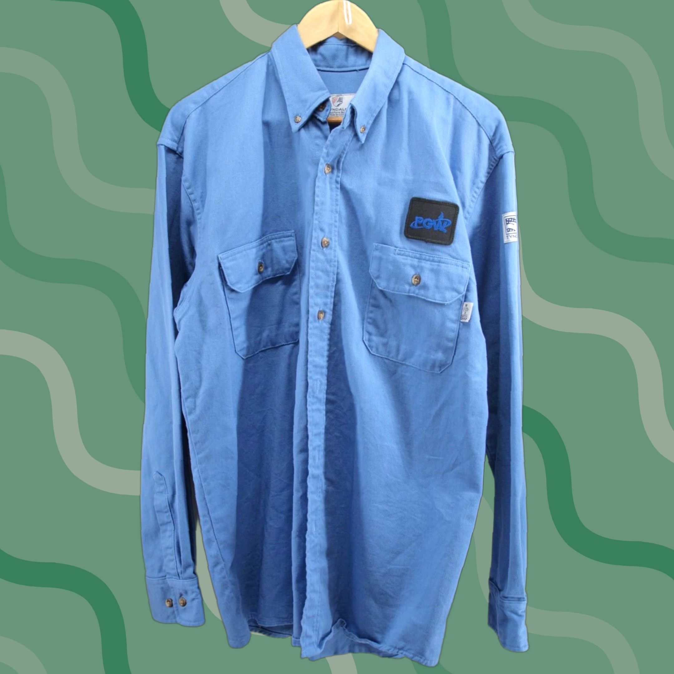 Vintage Tyndale FR Button Up Shirt Large Blue CAL 8 CAT 2 Work Weld ...