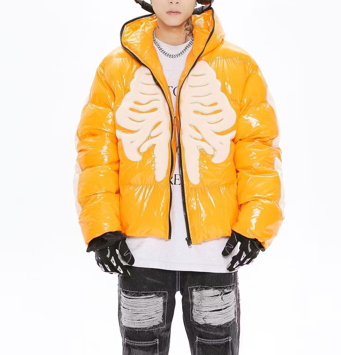 Japanese Brand Yellow Skeleton Puffer Jacket | Grailed