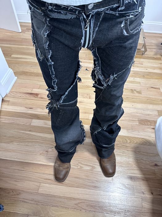 Vintage Flared distressed seams upcycled denim | Grailed