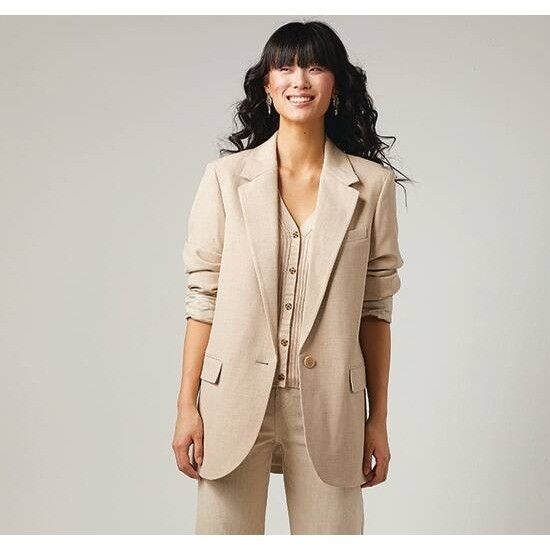 Other NWT Aritzia Wilfred Heather Oat Beige Nostalgia Blazer One B ...