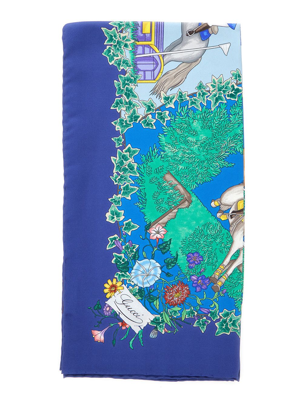 Gucci Blue Scarf with All-Over Print and Logo Detail in Silk Woman ...