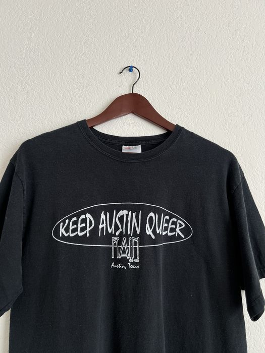 Vintage Y2K Hanes Beefy Black Tag “Keep Austin Queer” NSFW Pride Tee | Grailed