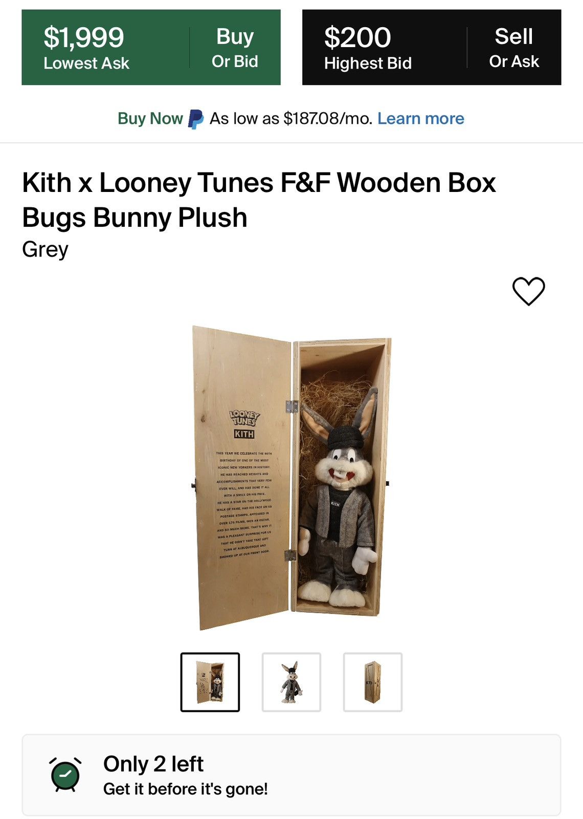 Kith Kith Friends & Family Looney Tunes Wooden Box Bugs Bunny | Grailed