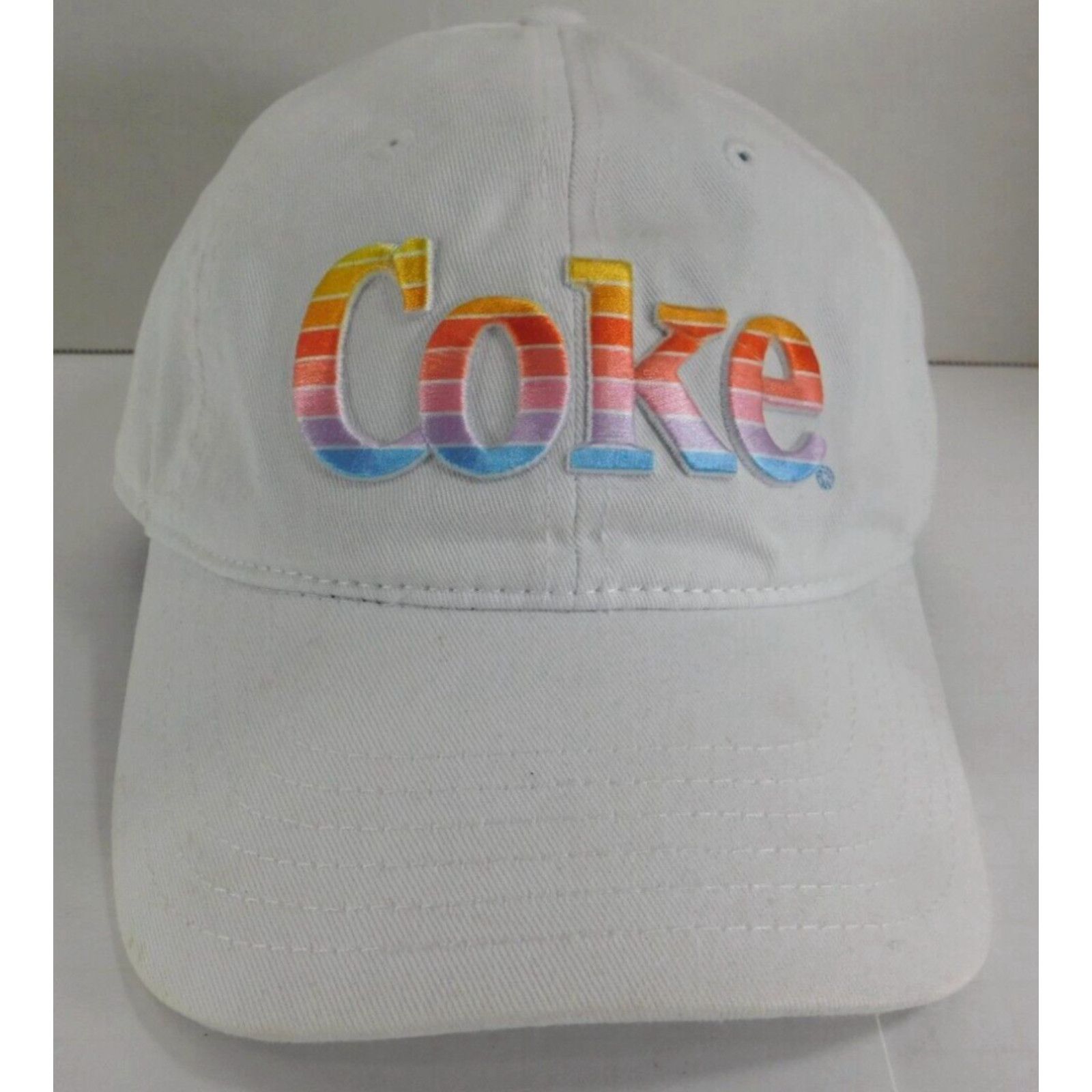 Vintage Coca Cola Coke Hat White Strapback Rainbow Embroidered | Grailed
