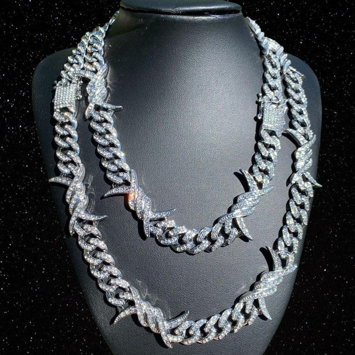 Cuban Link Chain Iced Cuban Link Chain | Barbed Wire Chain Spiked Cuban ...