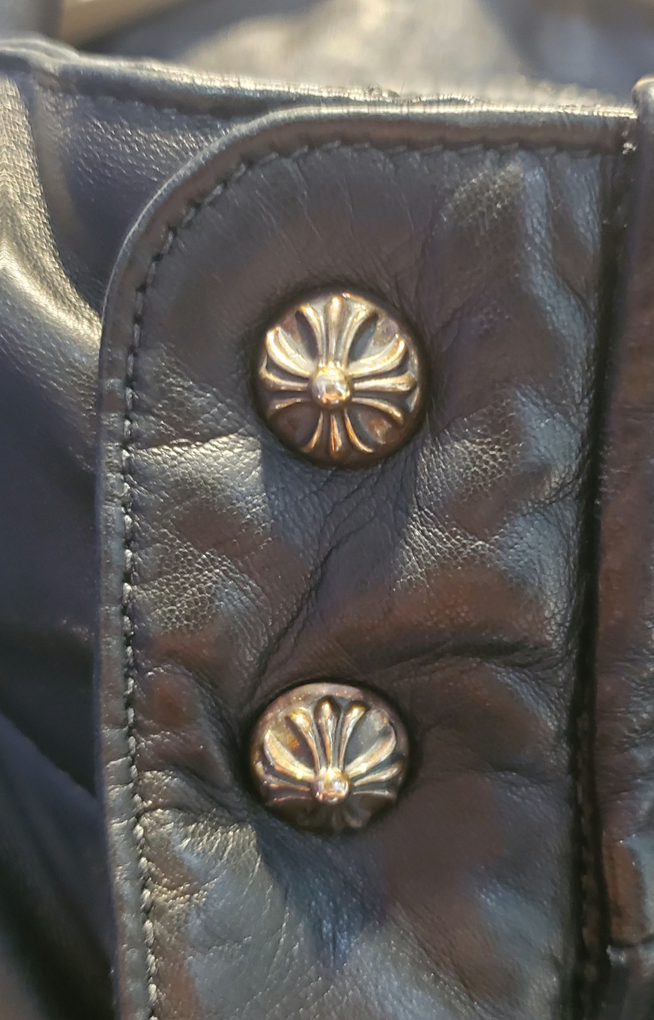 Chrome Hearts Chrome Hearts "Stiff" Lamb Leather Down Puffer Jacket ...