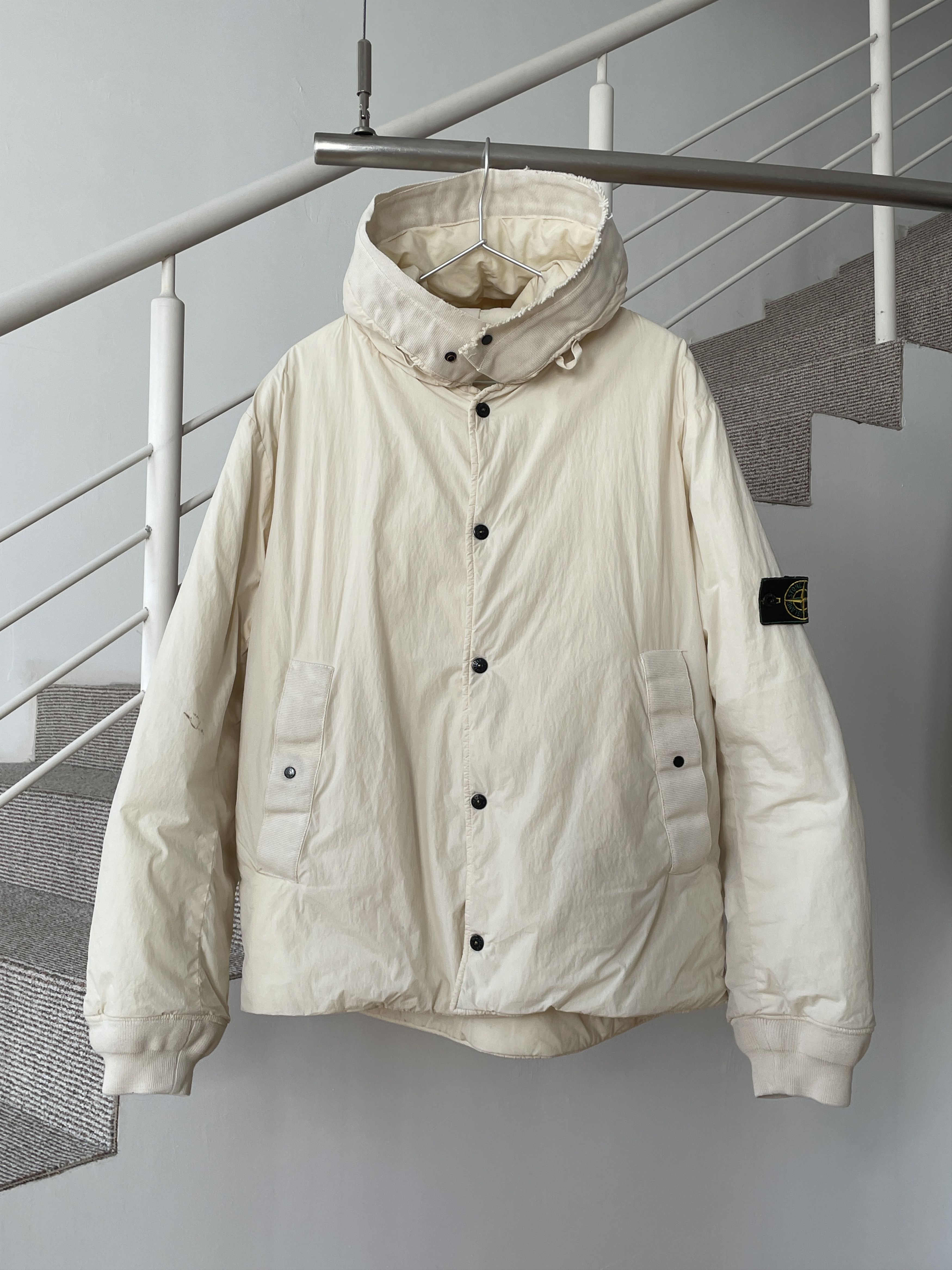 Stone Island × Vintage STONE ISLAND Jacket Puffer Padded Coat Cream ...