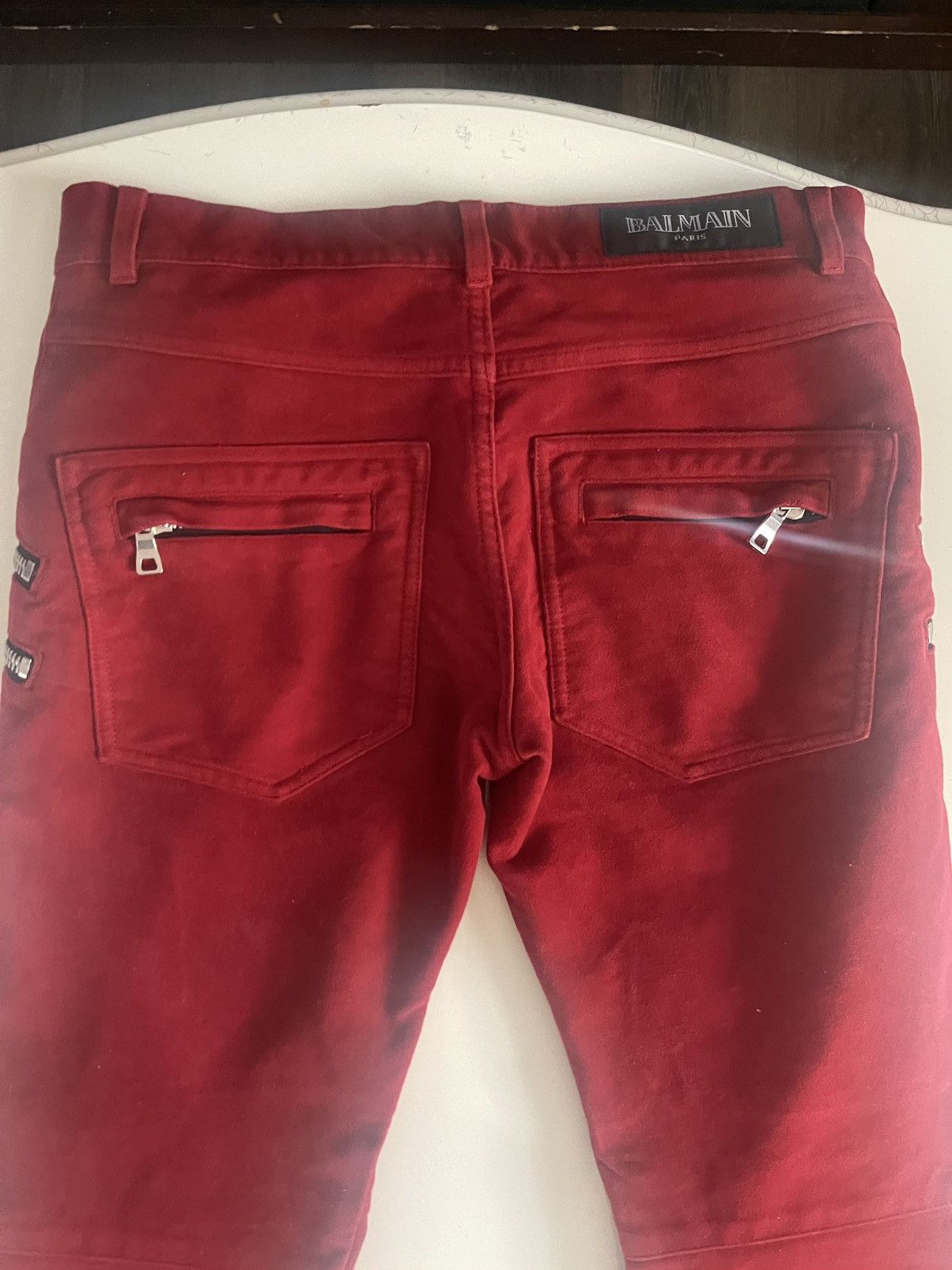 Balmain Balmain Red Velvet double zippers | Grailed
