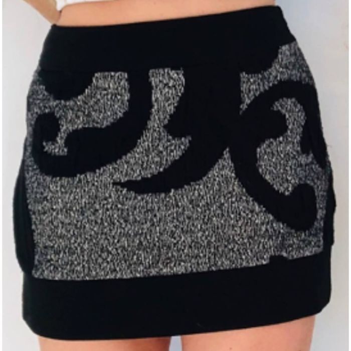 Vintage SANDRO FERRONE Italian Black Gray Wool Sweater Knit Skirt | Grailed