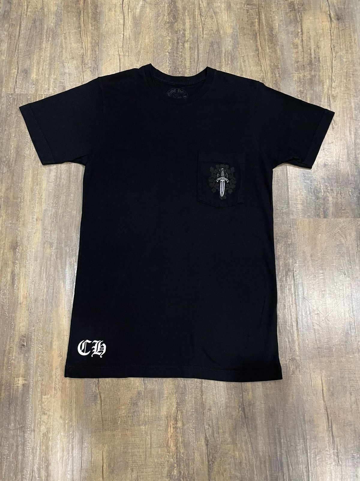 Chrome Hearts RARE Chrome Hearts Vine Dagger Logo Black Pocket Tee | Grailed