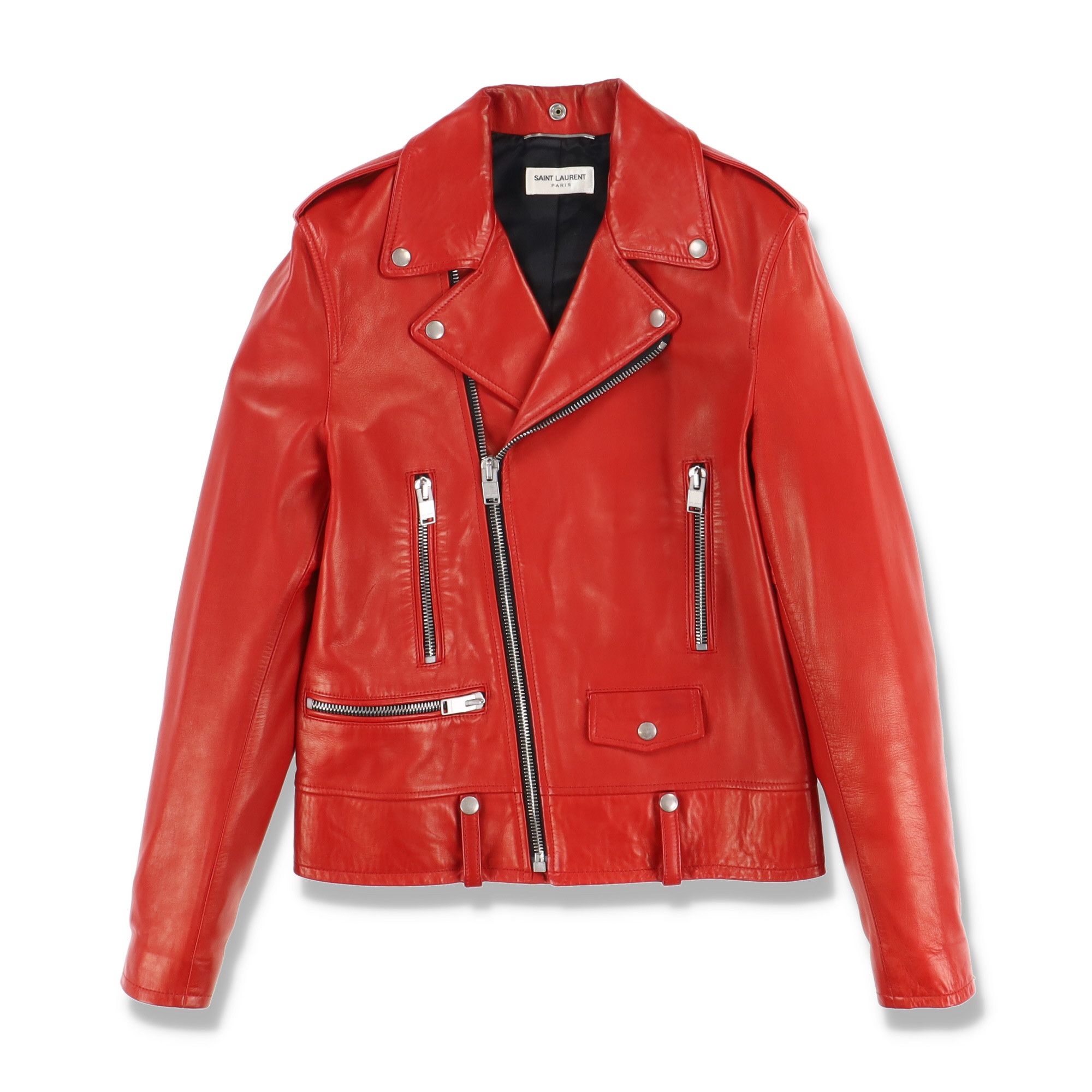 Saint Laurent Paris FW13 Red Lambskin L01 Leather Biker Jacket | Grailed