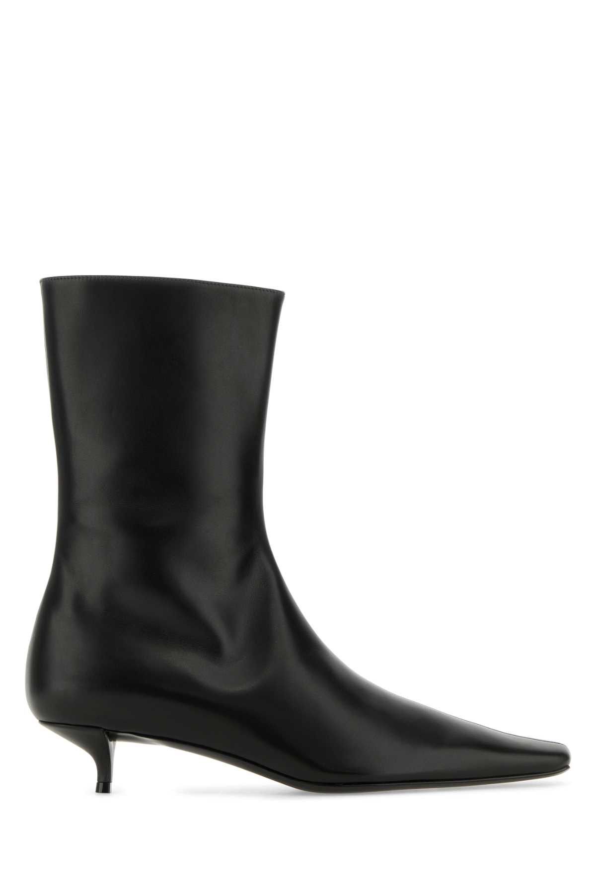 The Row Black Leather Shrimpton Ankle Boots | Grailed