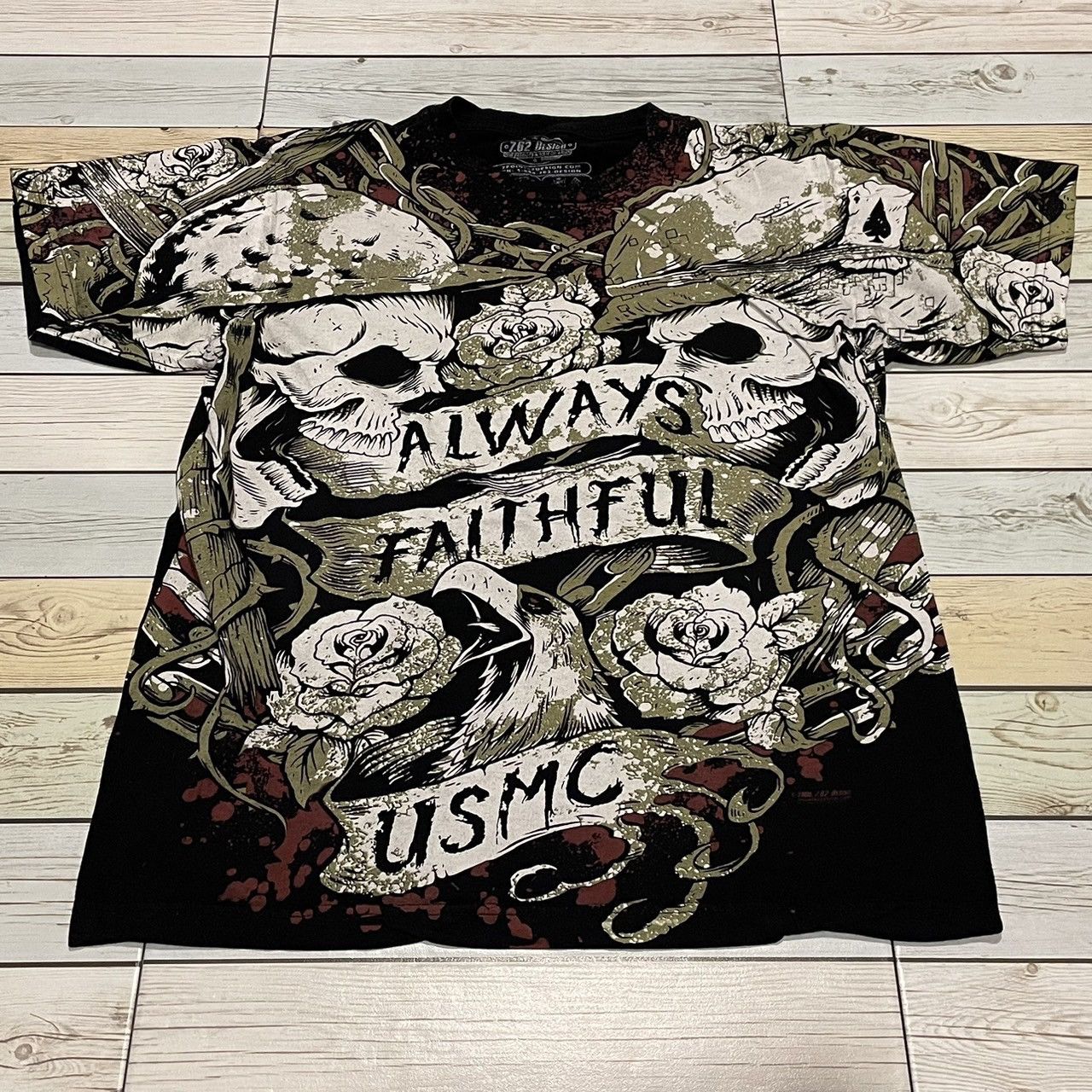Affliction × Ed Hardy × Tapout Rare 7.62 Design Army Wings Cross Tee ...