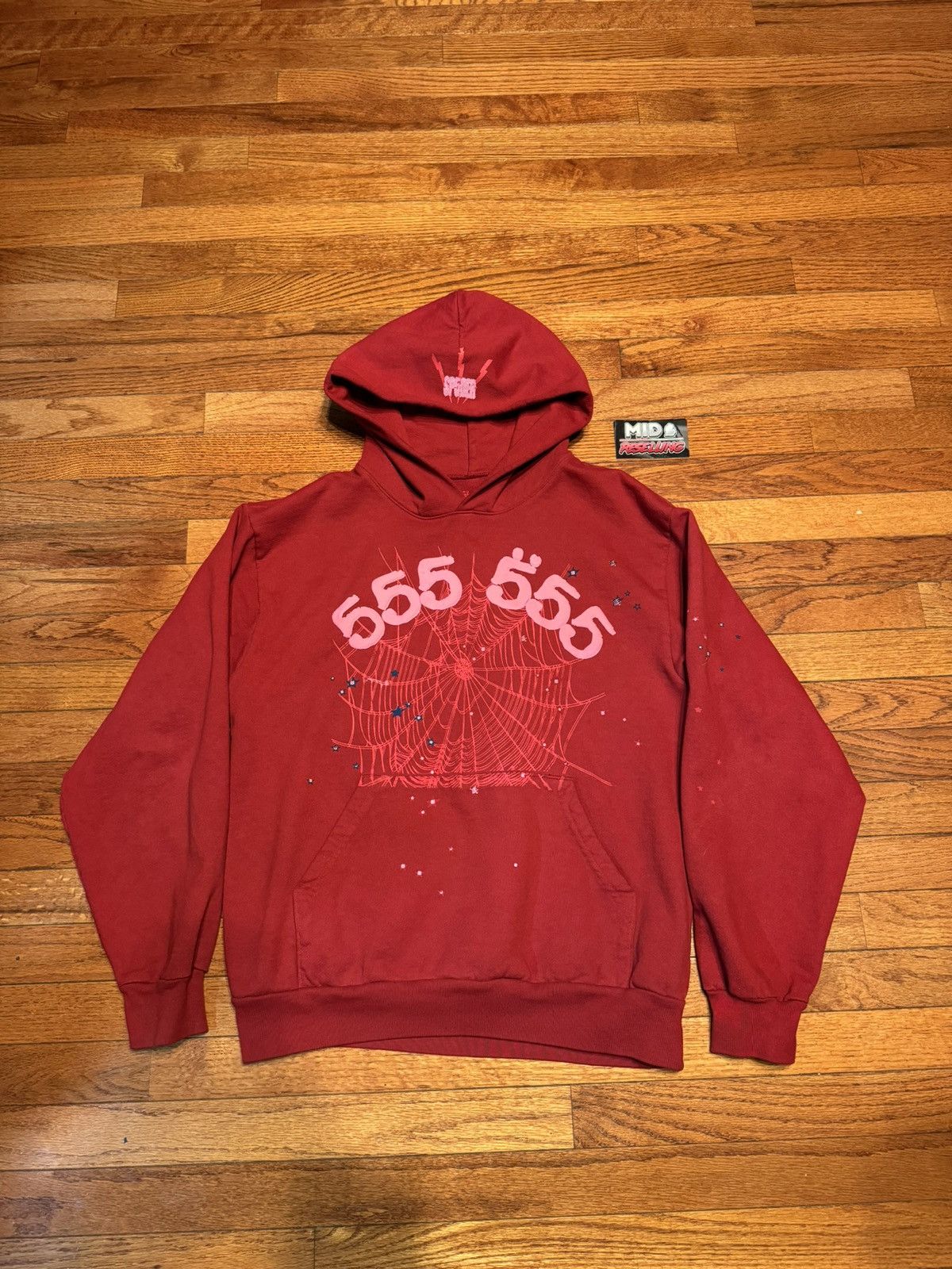 Streetwear Red Sp5der 555 Hoodie Medium | Grailed