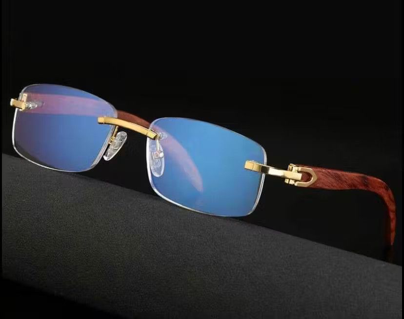 Streetwear Wood Glasses Frame Men Rimless Eyeglasses Frames Wooden Gol ...