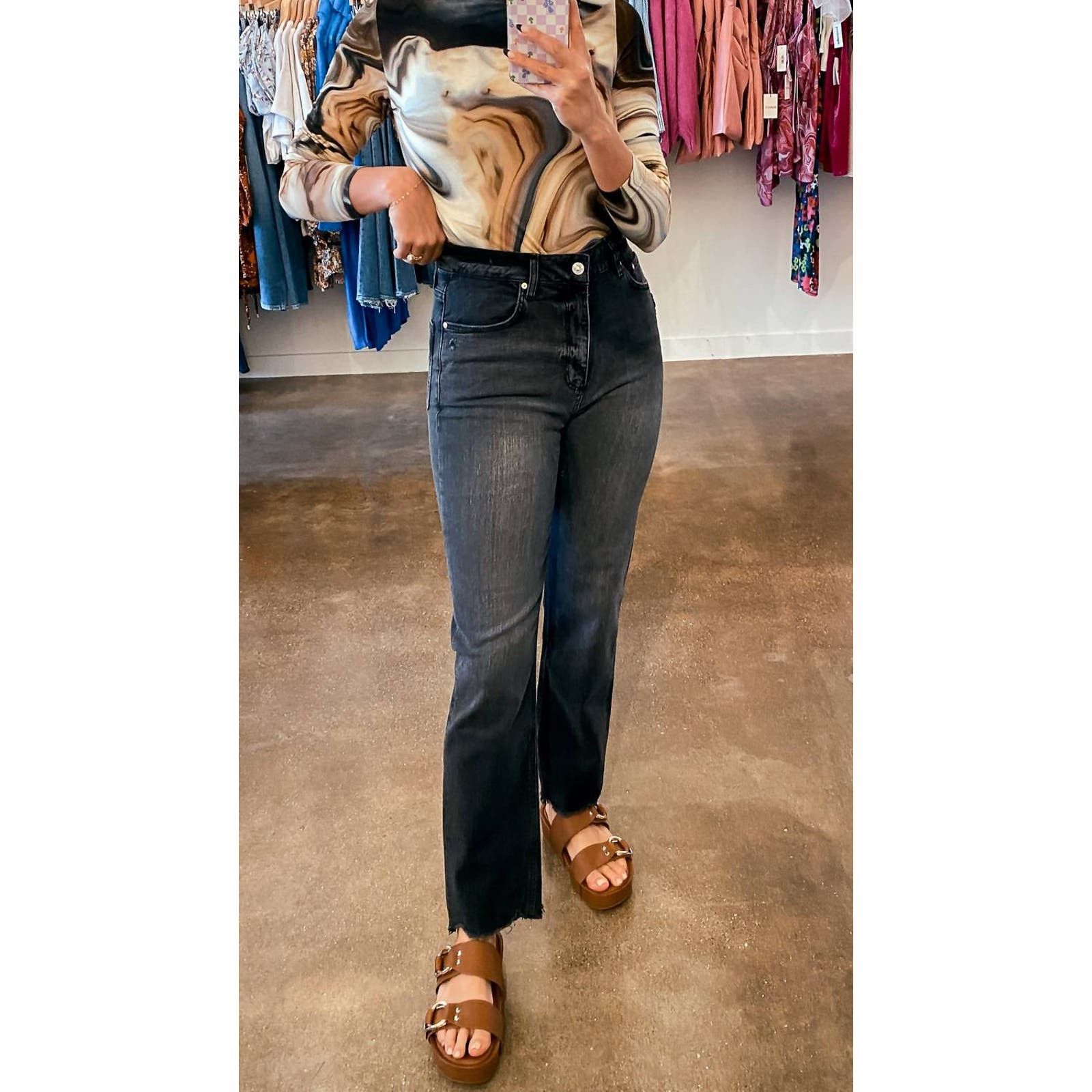 Paige PAIGE Stella Straight Jeans In Black Shore | Grailed