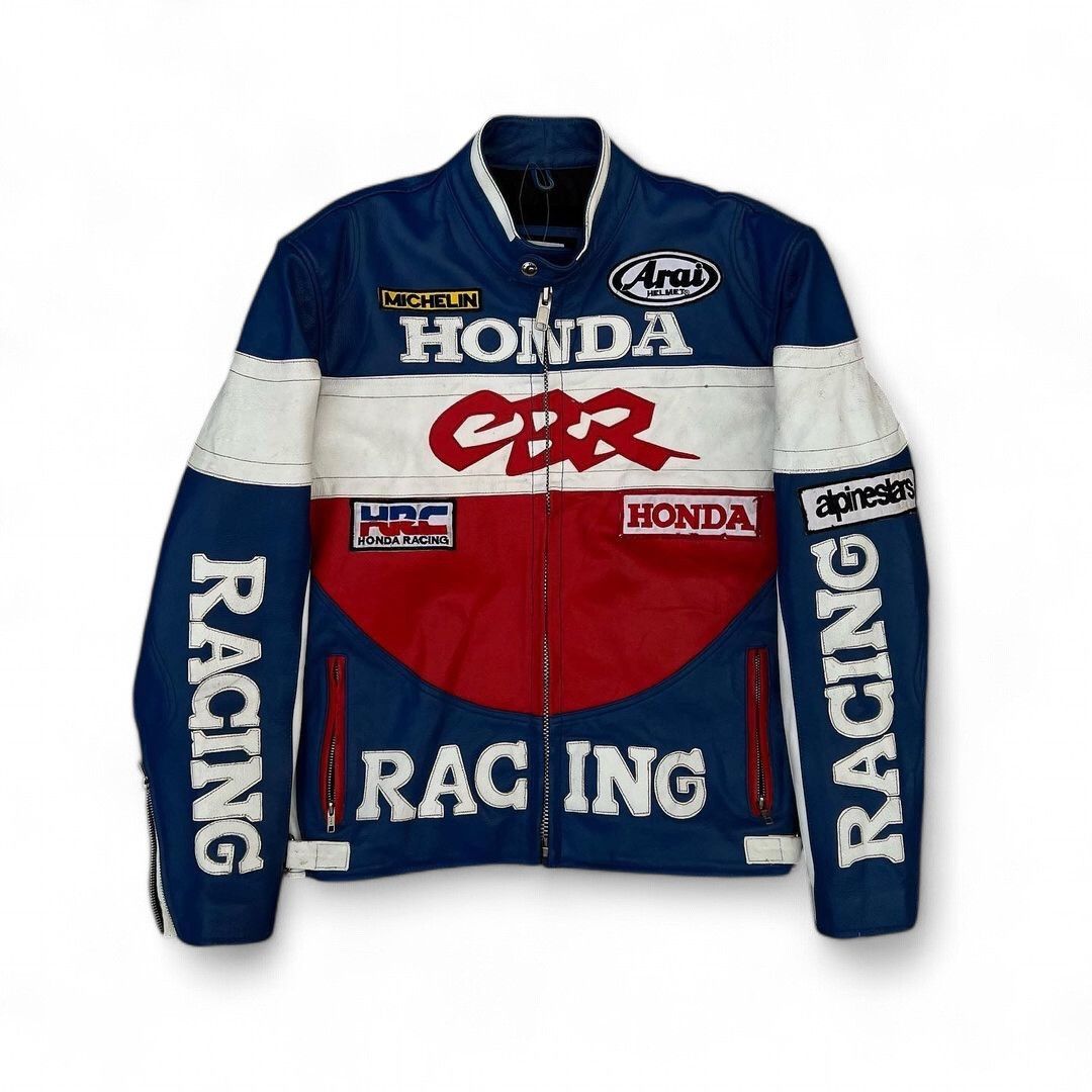 Leather Jacket × Racing × Streetwear Honda Leather Racing Jacket 🔥 ...