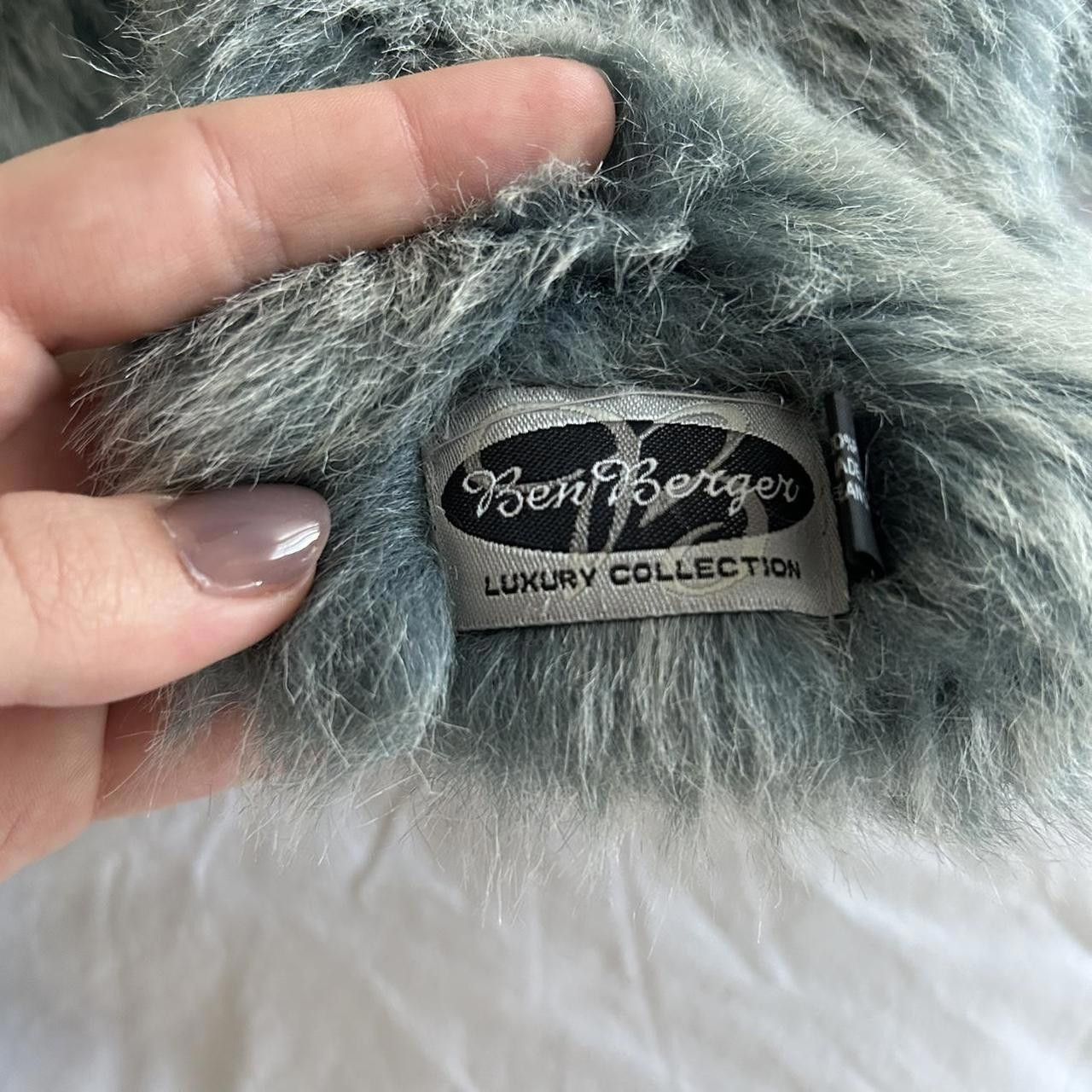 Designer Teal tipped faux fur scarf winter gyaru kawaii | Grailed