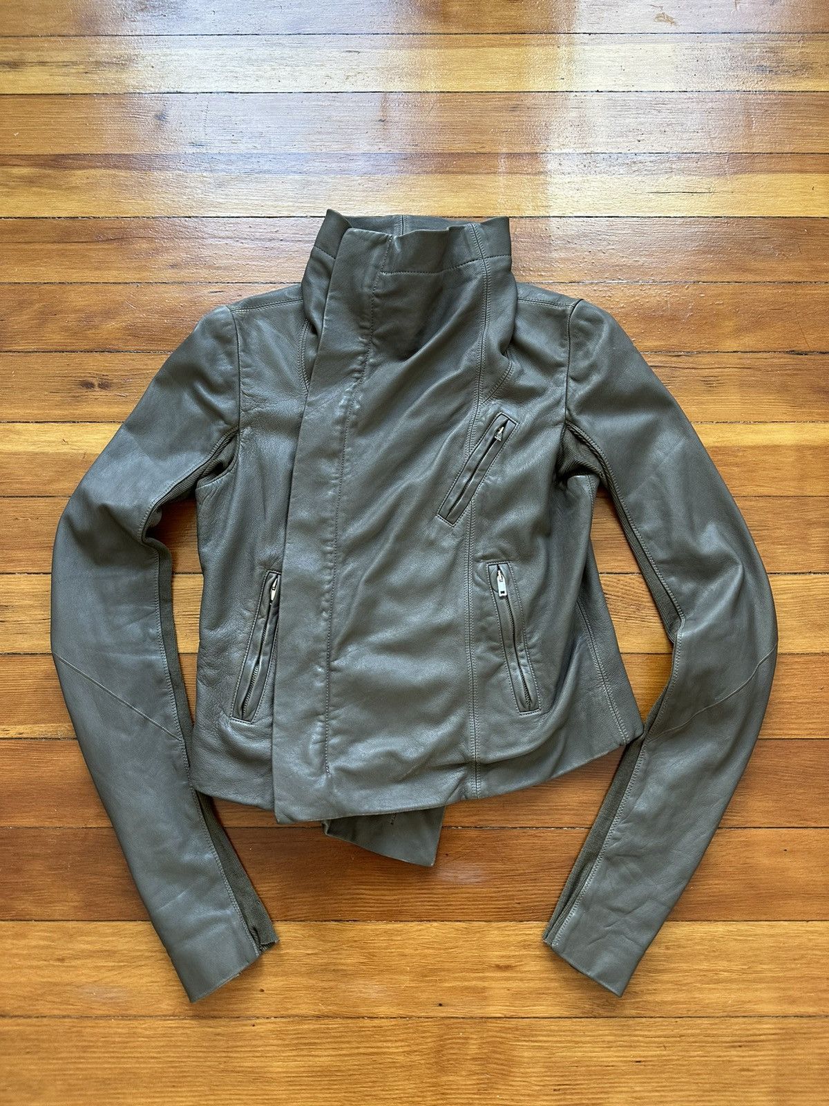 Rick Owens Rick owens olmar and mirta grey leather jacket | Grailed