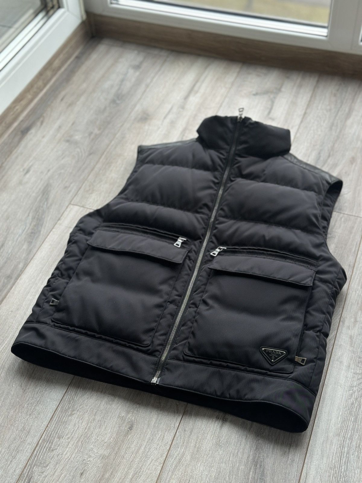 Prada Prada Badge Logo Cargo Gabardine Nylon/Lamb Puffer Down Vest ...
