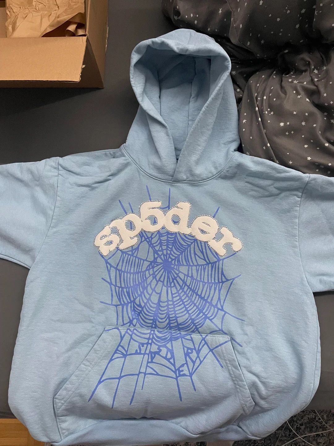 Spider SP5DER BABY BLUE SKITTLES HOODIE | Grailed