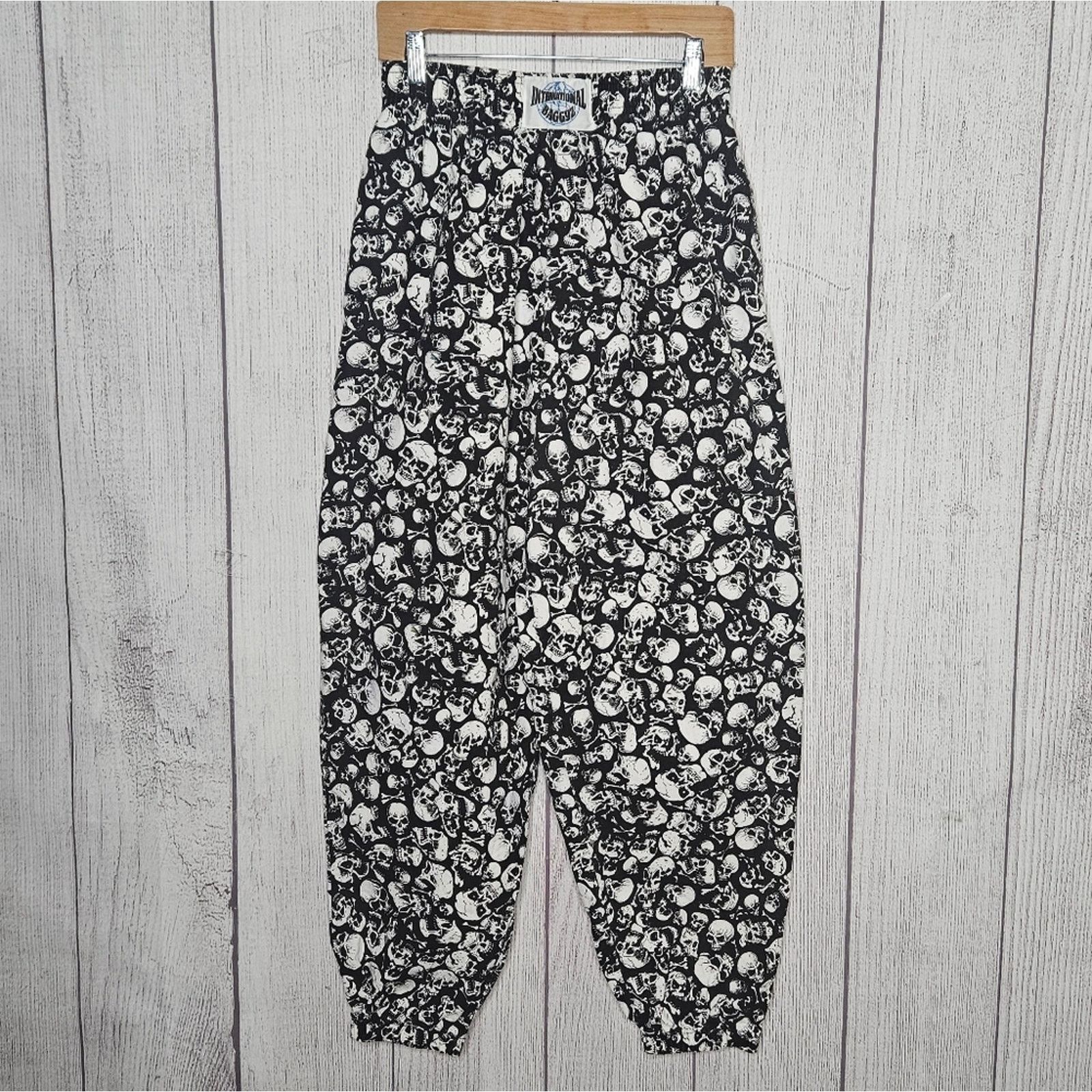 Vintage VTG 80s International Baggyz Skull Print Parachute Pants | Grailed
