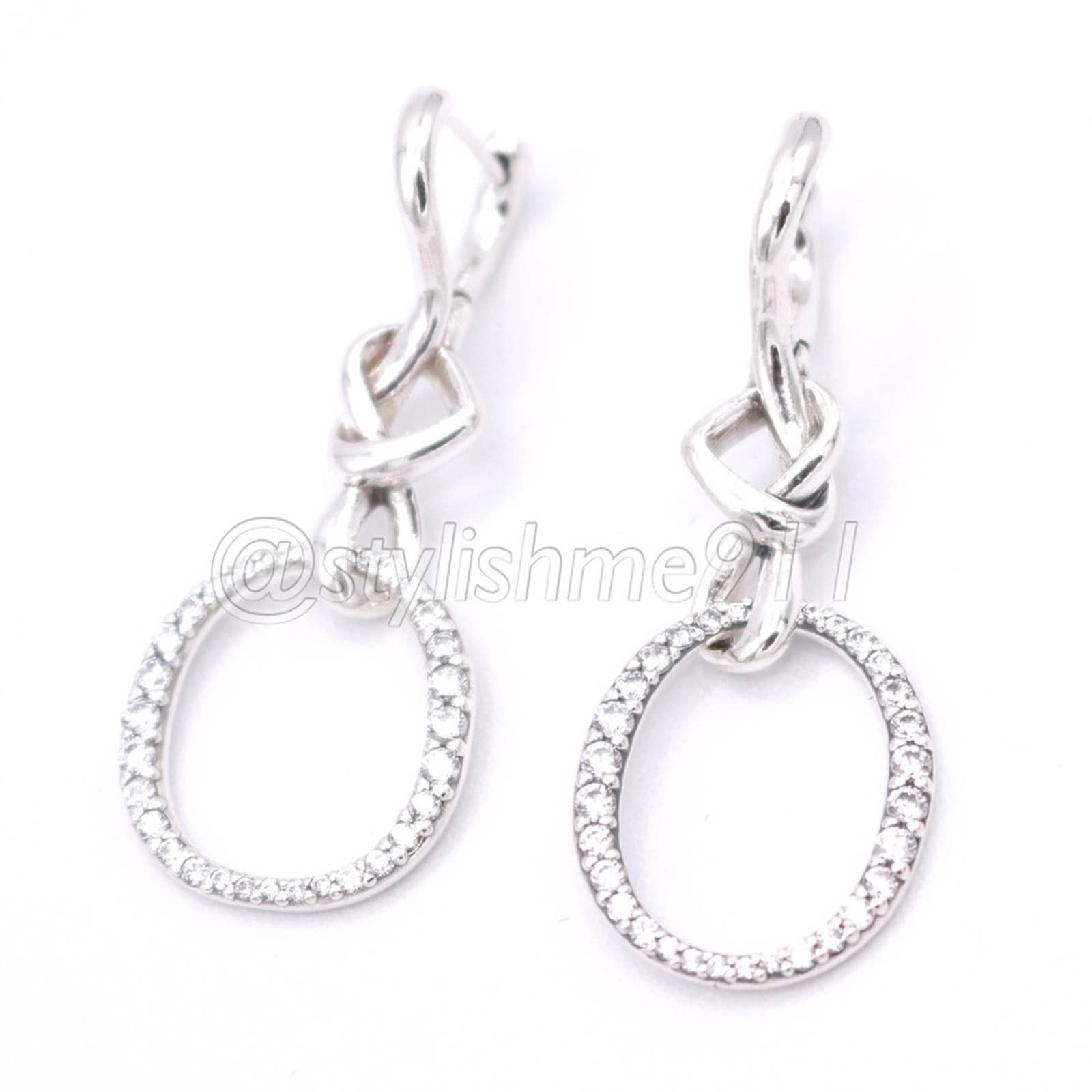 Pandora oval knotted heart drop earrings store