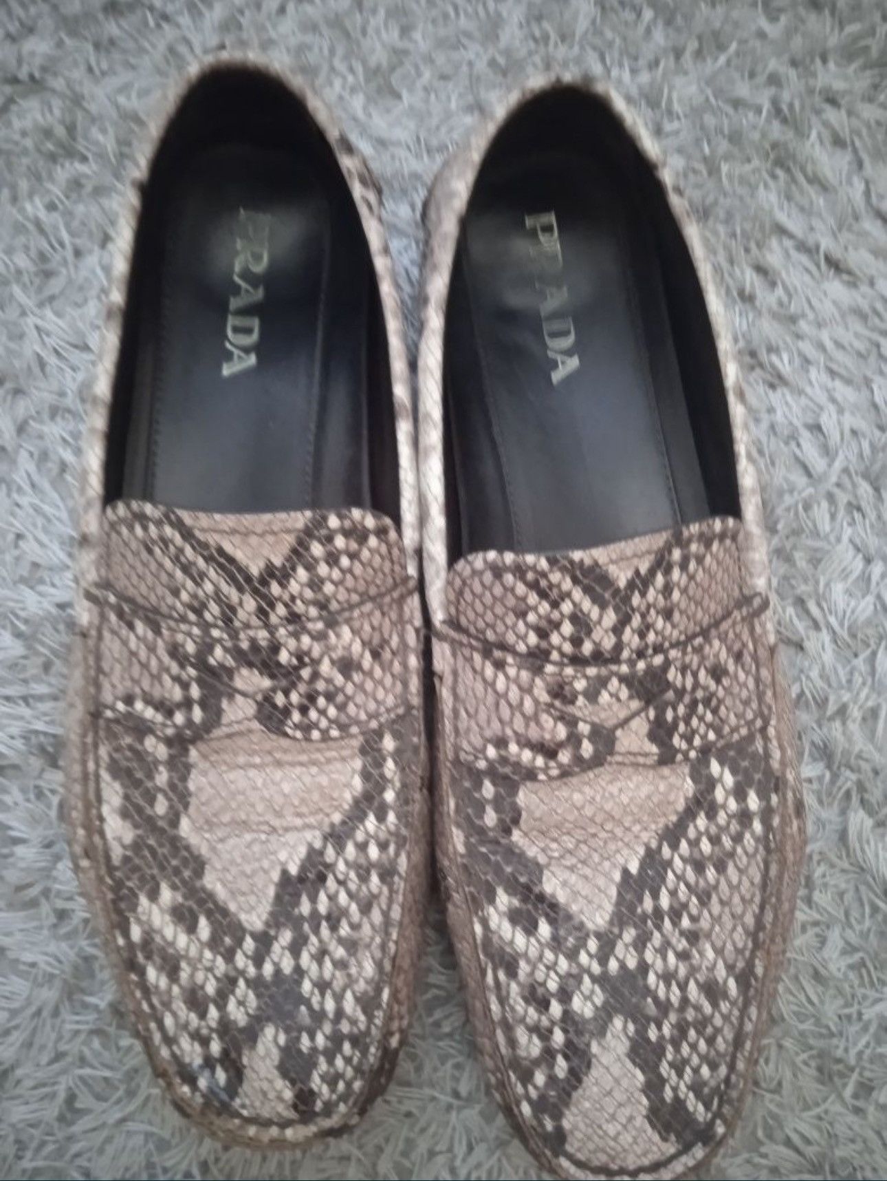 Prada × Streetwear × Vintage PRADA Python Loafers Moccasins shoes snake ...