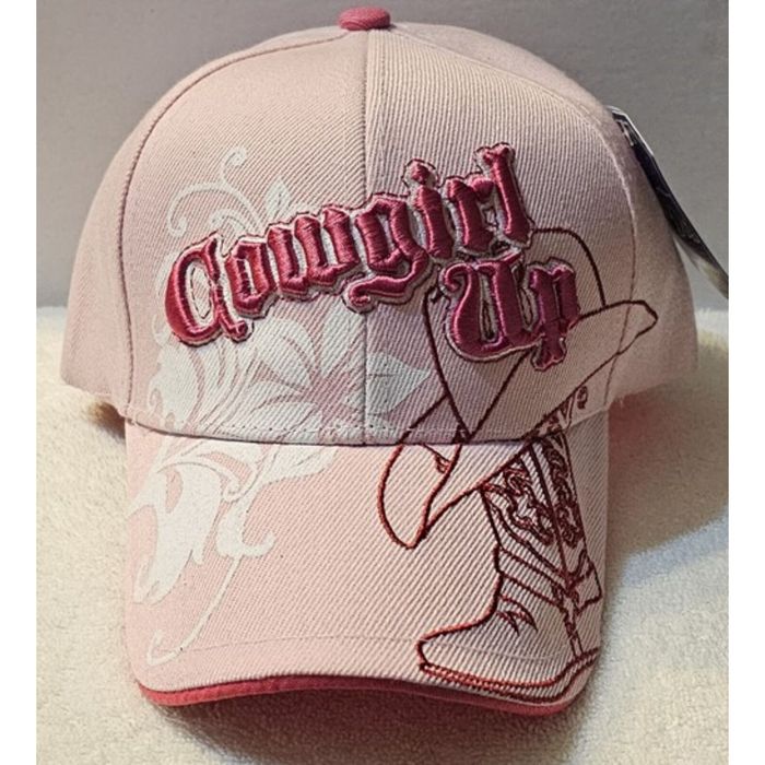 Pinko COWGIRL UP BOOT HAT FLOWER WESTERN RODEO BASEBALL CAP ( PINK ...