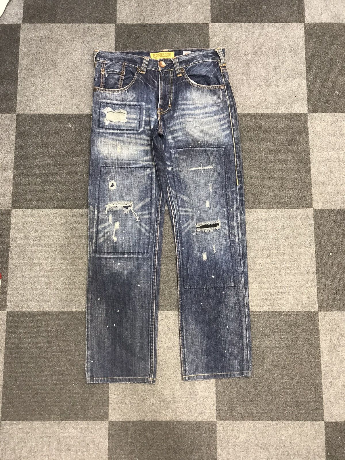 Very Rare RUSH HOUR Japan Painter Distressed Patchwork Jeans | Grailed