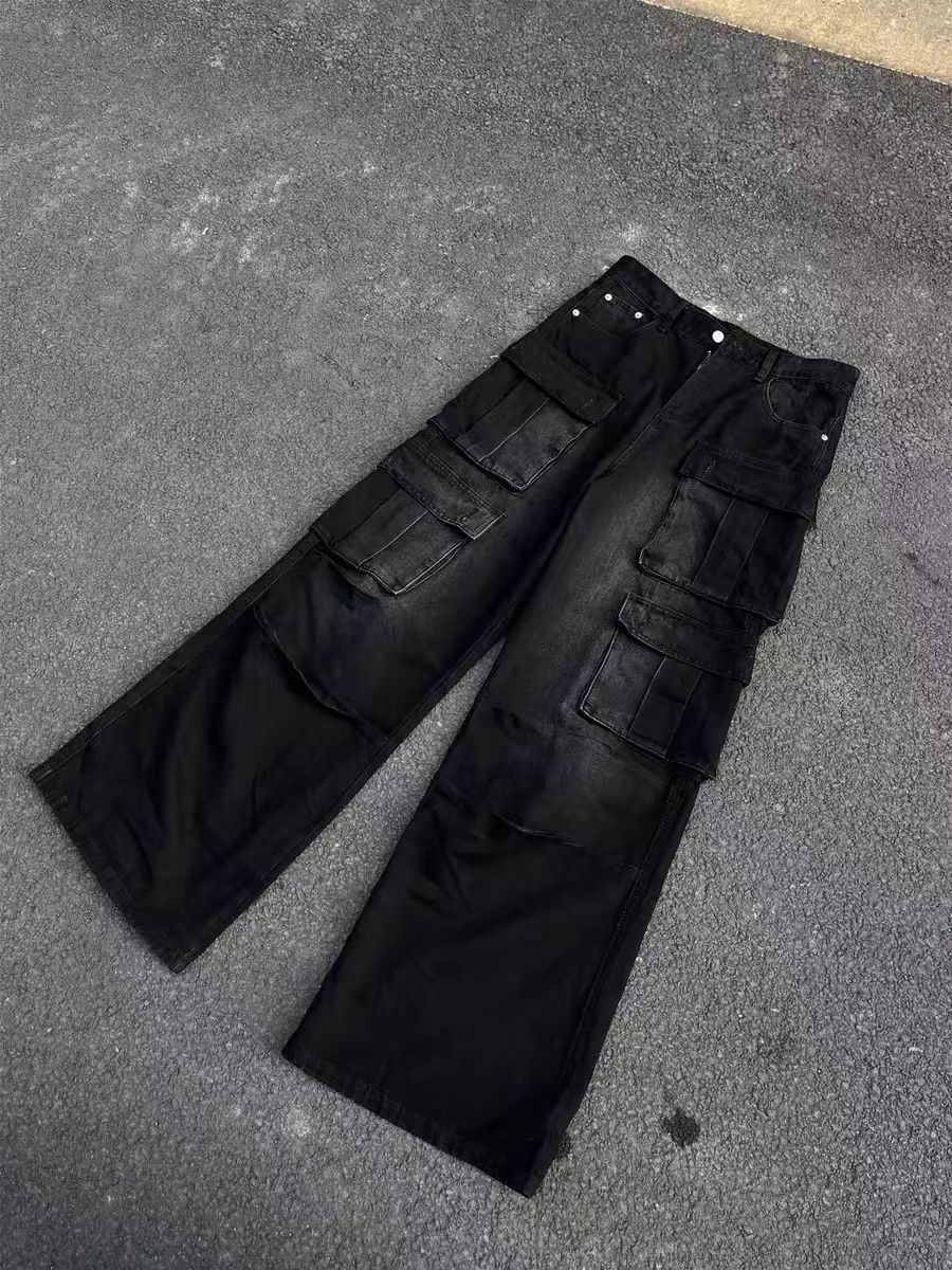 Streetwear Workwear design gradient color big pocket baggy jeans | Grailed