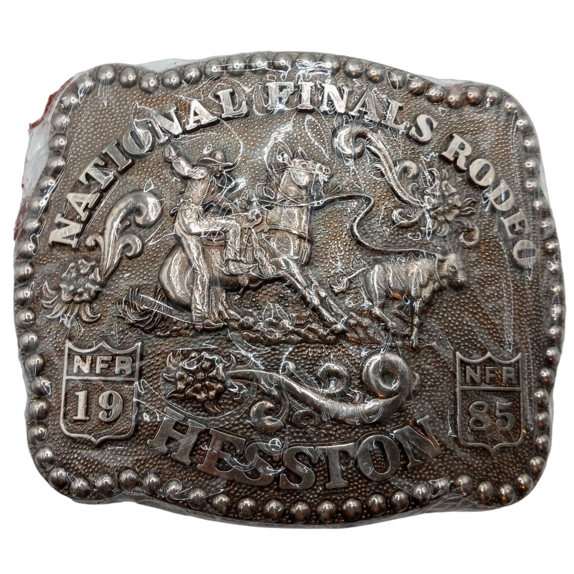 Vintage NFR Rodeo Belt Buckle 1985 Calf Roper Cowboy National Finals ...