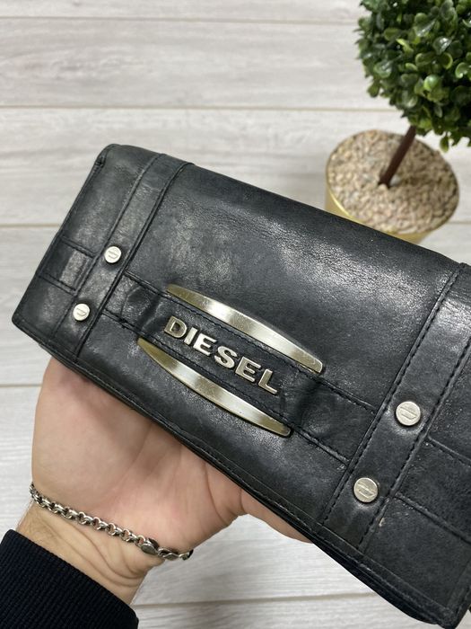Diesel Diesel vintage big metallic logo leather wallet | Grailed