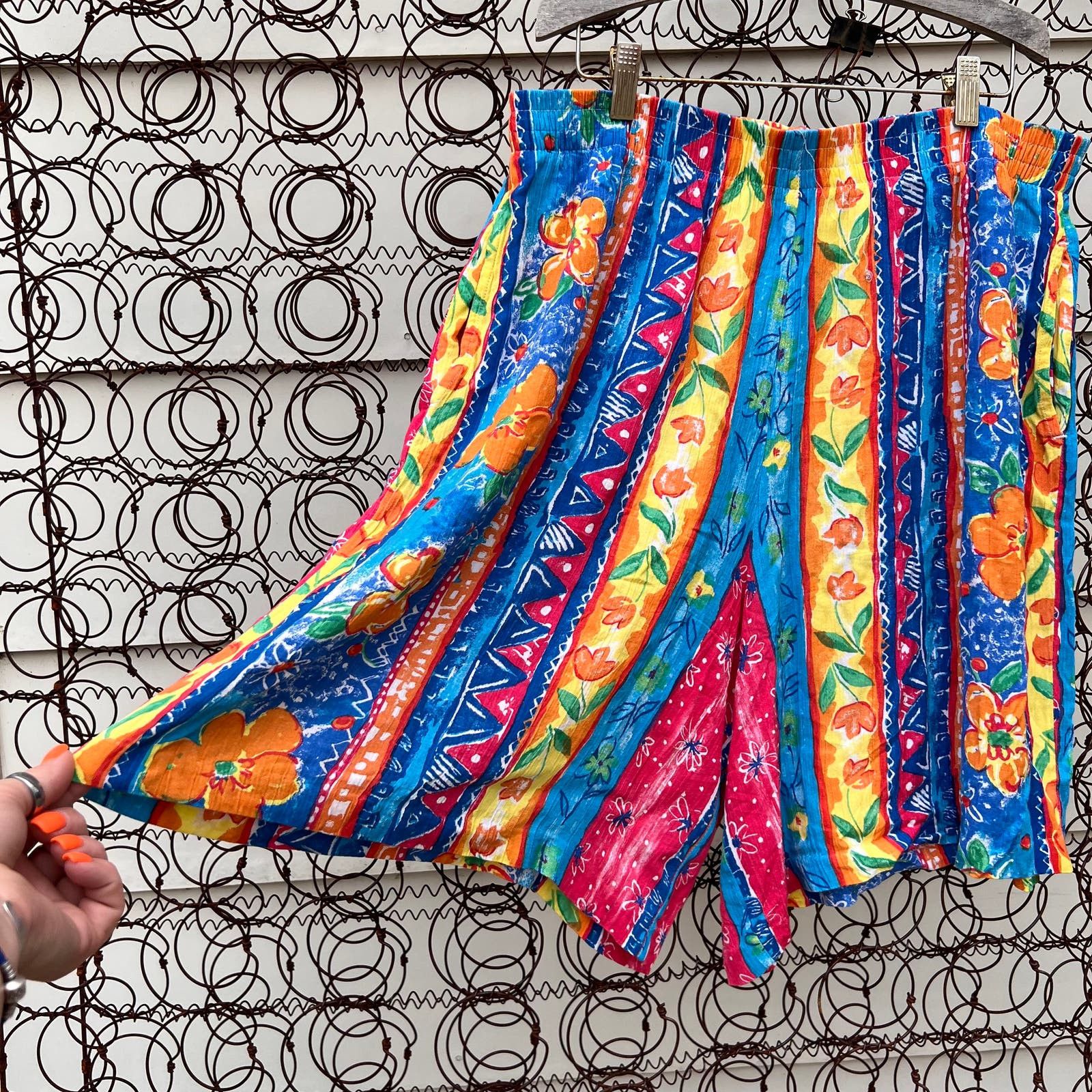 Vintage 90s Koret abstract bold tropical floral stripe lounge shorts ...