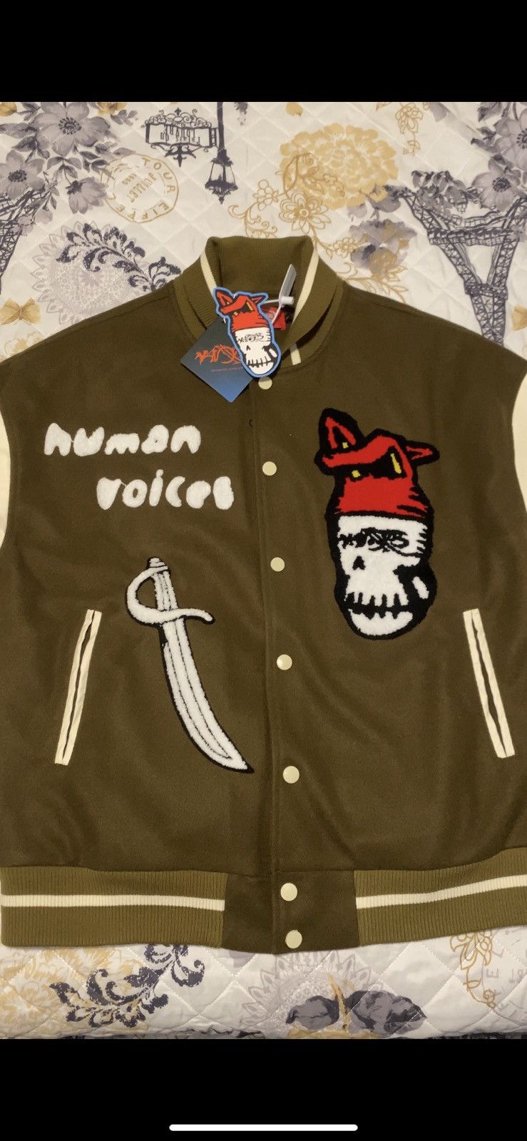 Rare Human Voices graphic varsity jacket supreme Hellstar Vlone | Grailed