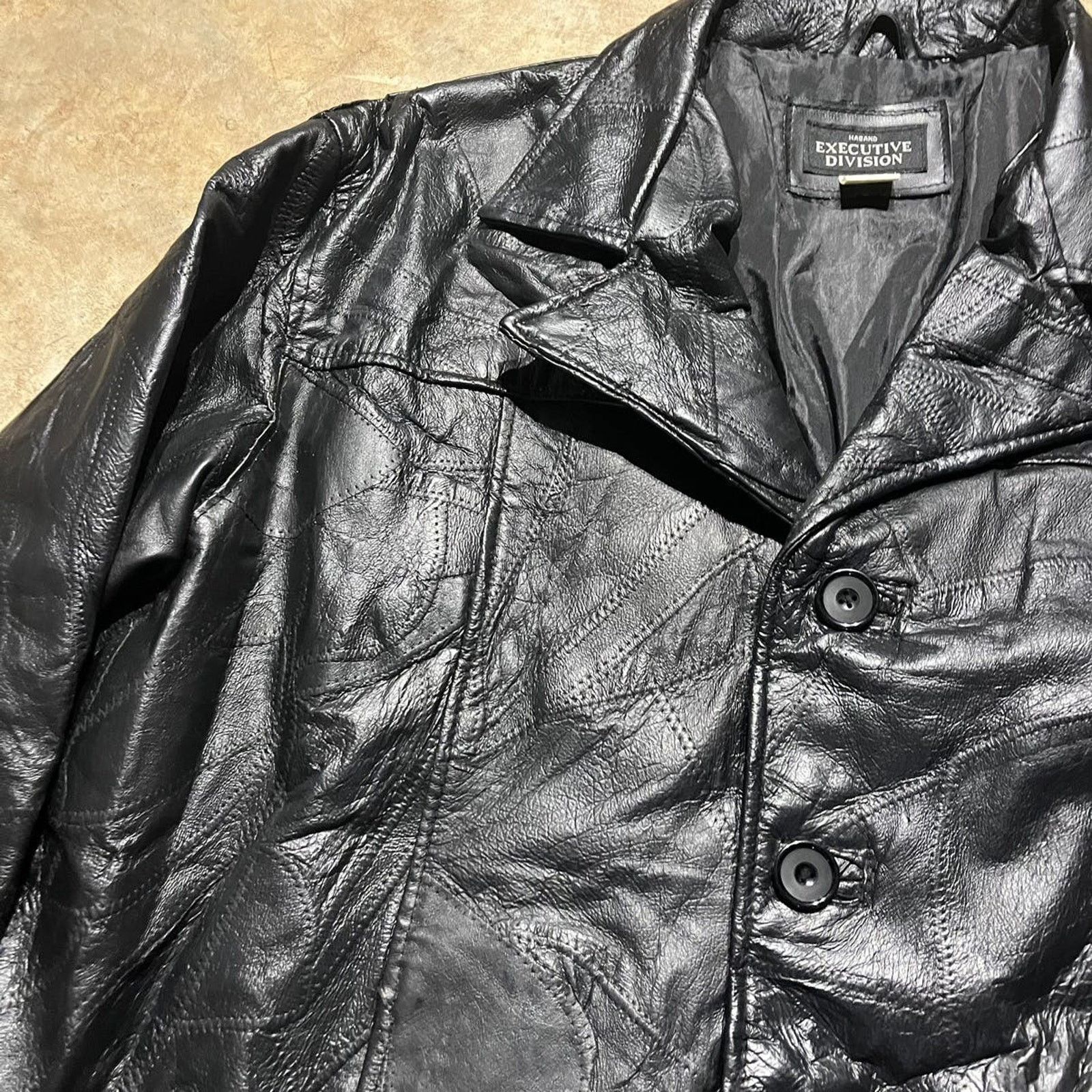 Vintage Vintage 2000s Haband Executive Division Black Leather Coat ...