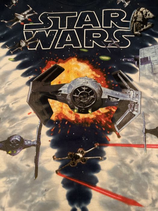 Liquid Blue Vintage 1997 RARE Star Wars Tye Dye AOP Tie Fighter X wing ...
