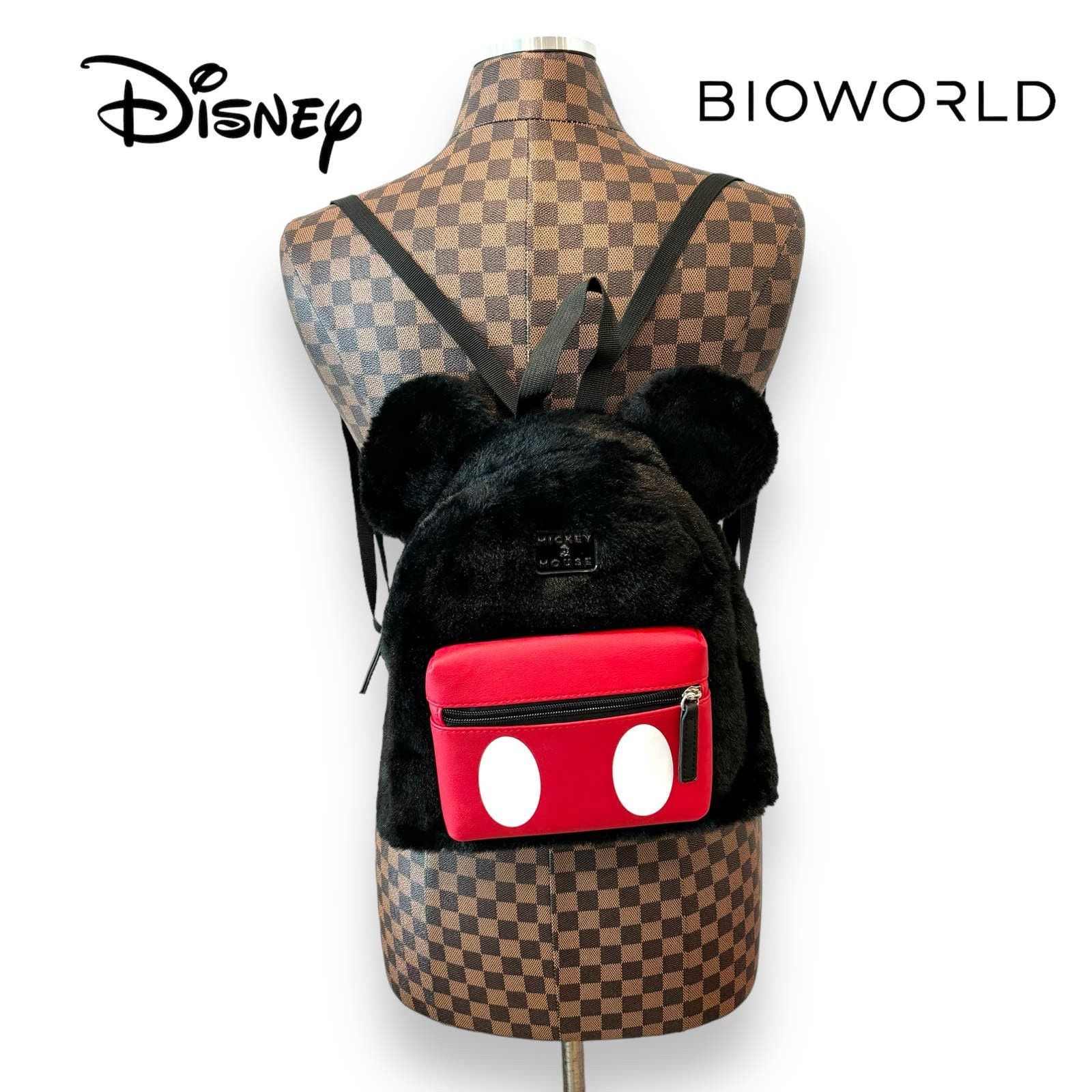 Disney Bioworld Fuzzy Mickey Mouse Mini Backpack w/ Ears | Grailed