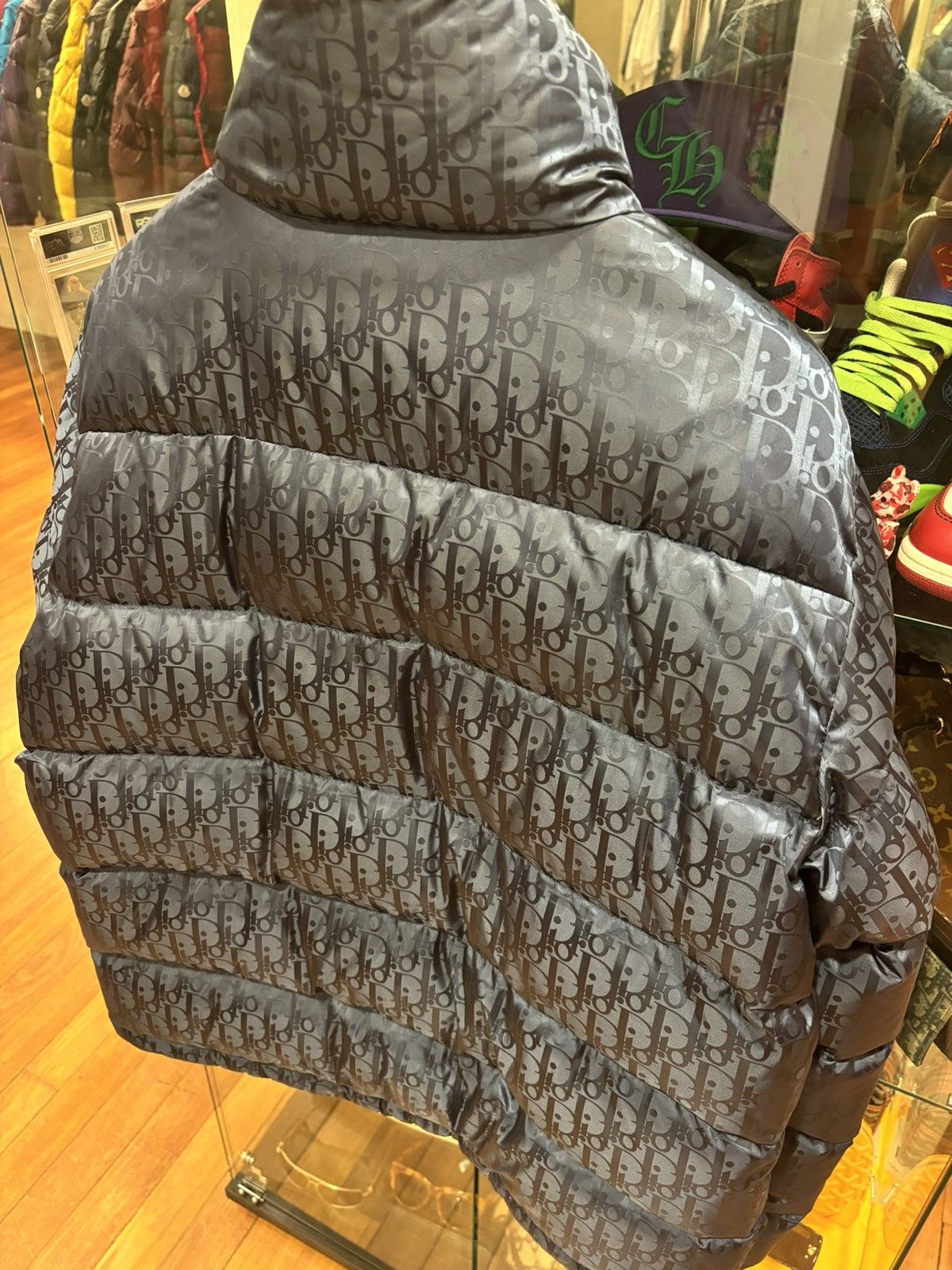 Dior Dior oblique monogram puffer jacket navy | Grailed