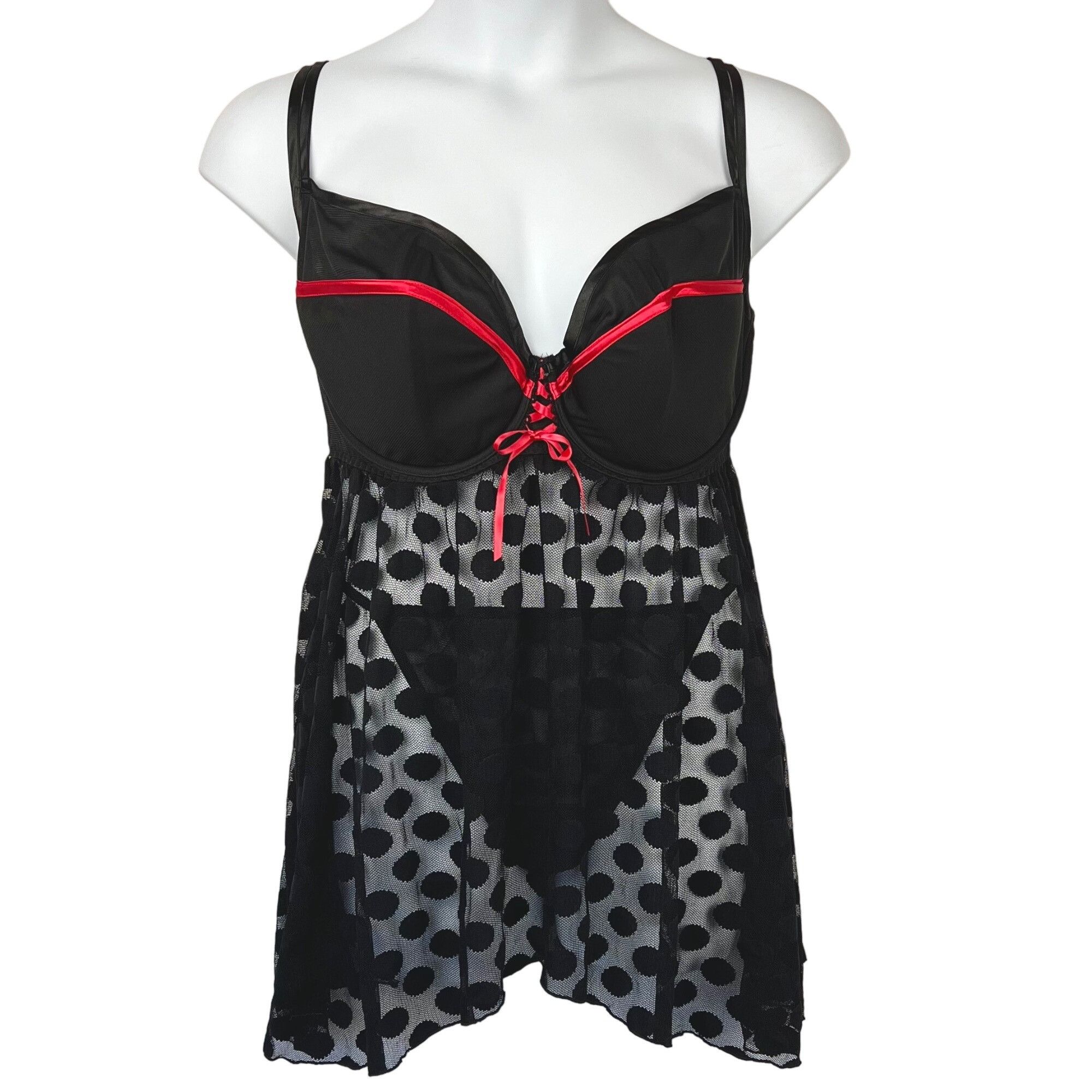 Other Lane Bryant Cacique Intimates Sheer Black Polka Dot Lingerie ...