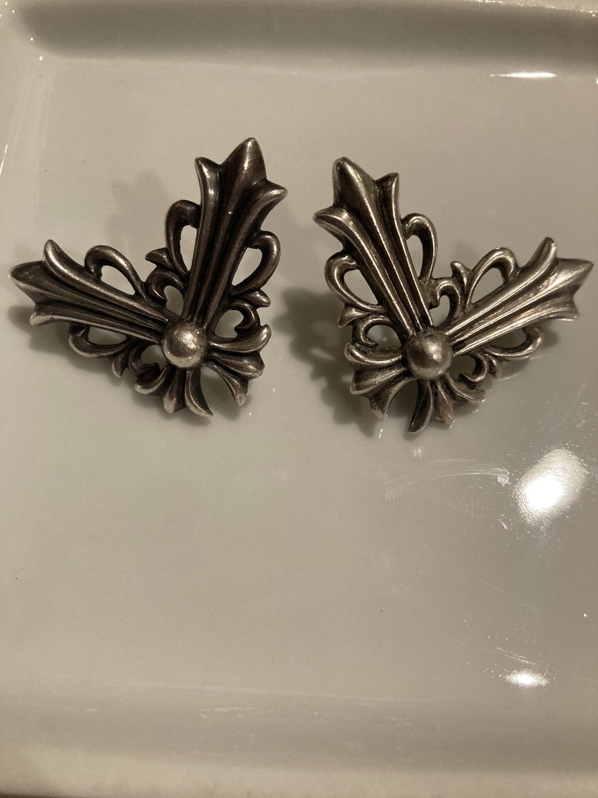 Chrome Hearts *RARE* Chrome Hearts Double Cross Collar Pins | Grailed