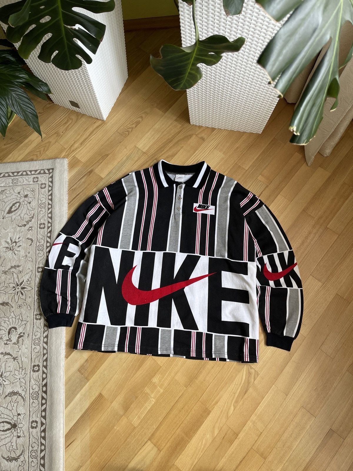 Nike Grail Vintage Nike Just Do It AOP 90s Polo Rugby Shirt | Grailed