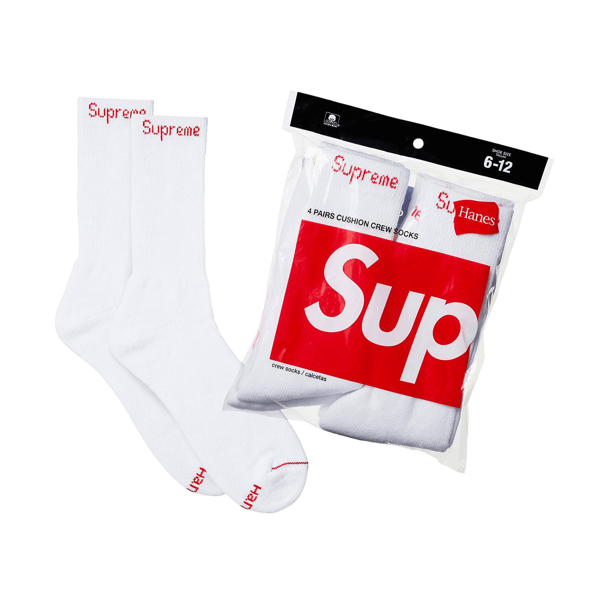 Supreme Supreme x Hanes Crew Socks (4 Pack) White | Grailed